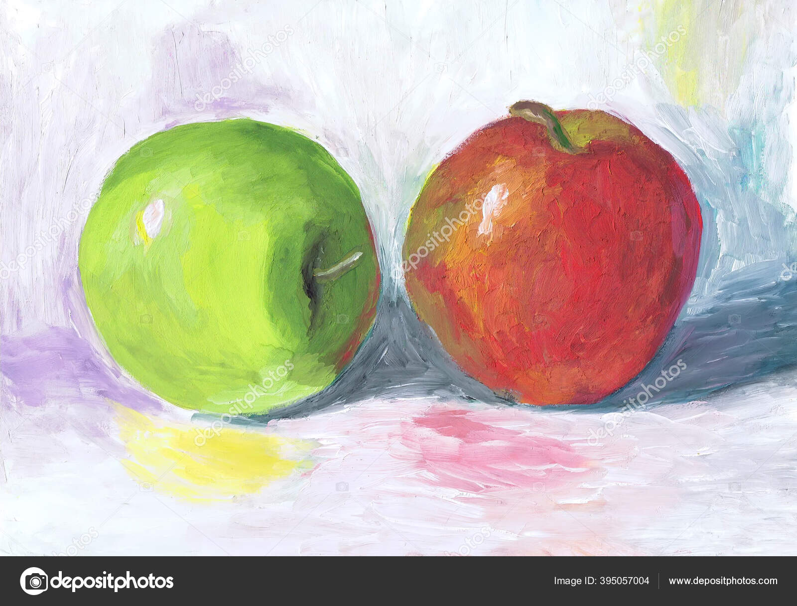 Two Big Apples Children's Drawing Stock Illustration by ©vodolej #395057004