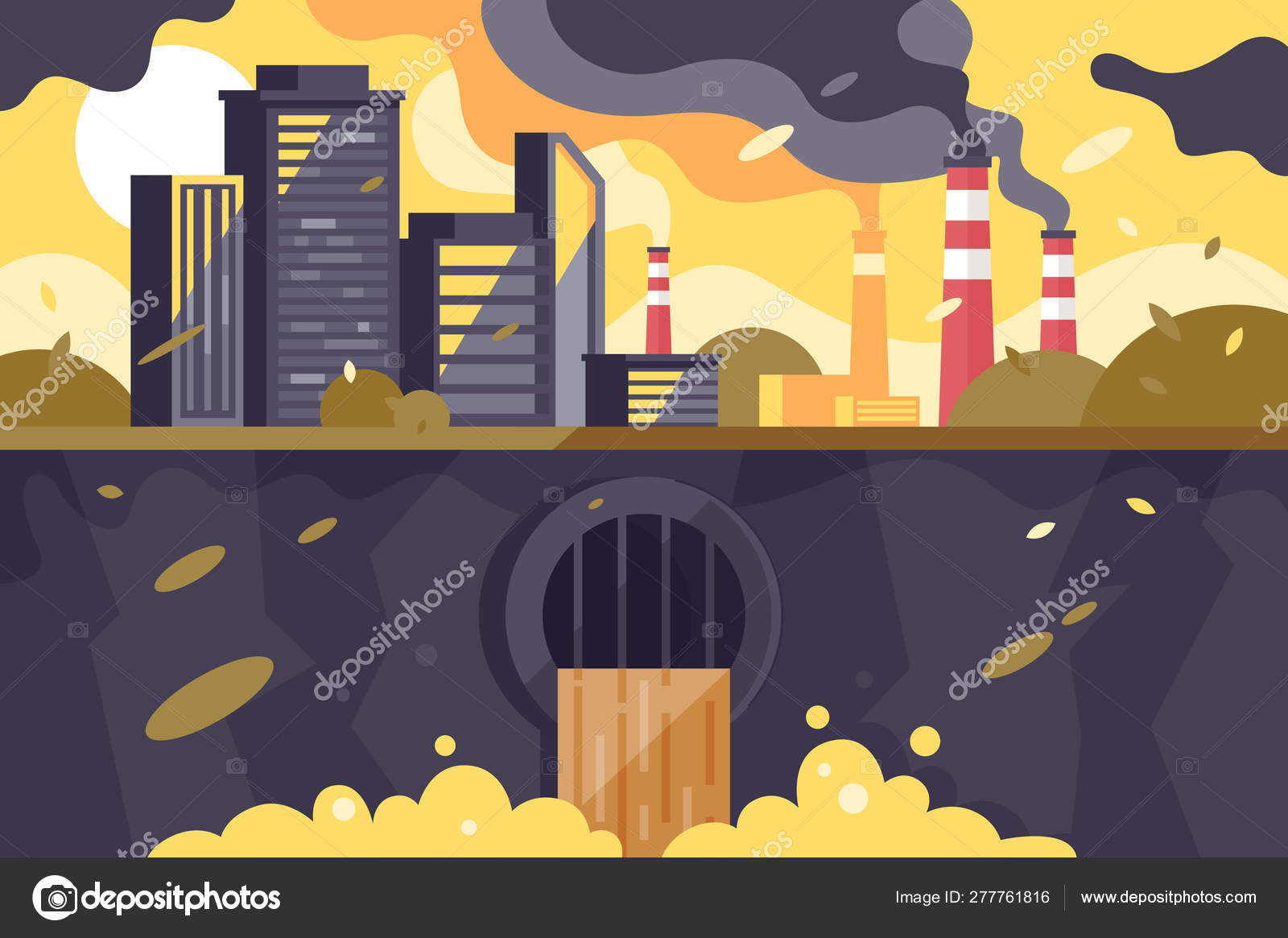 Polluted city landscape Stock Illustration by ©Filata_nata #277761816