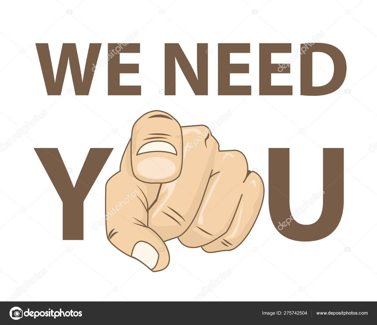 We need you concept vector illustration. Retro human hand with the ...