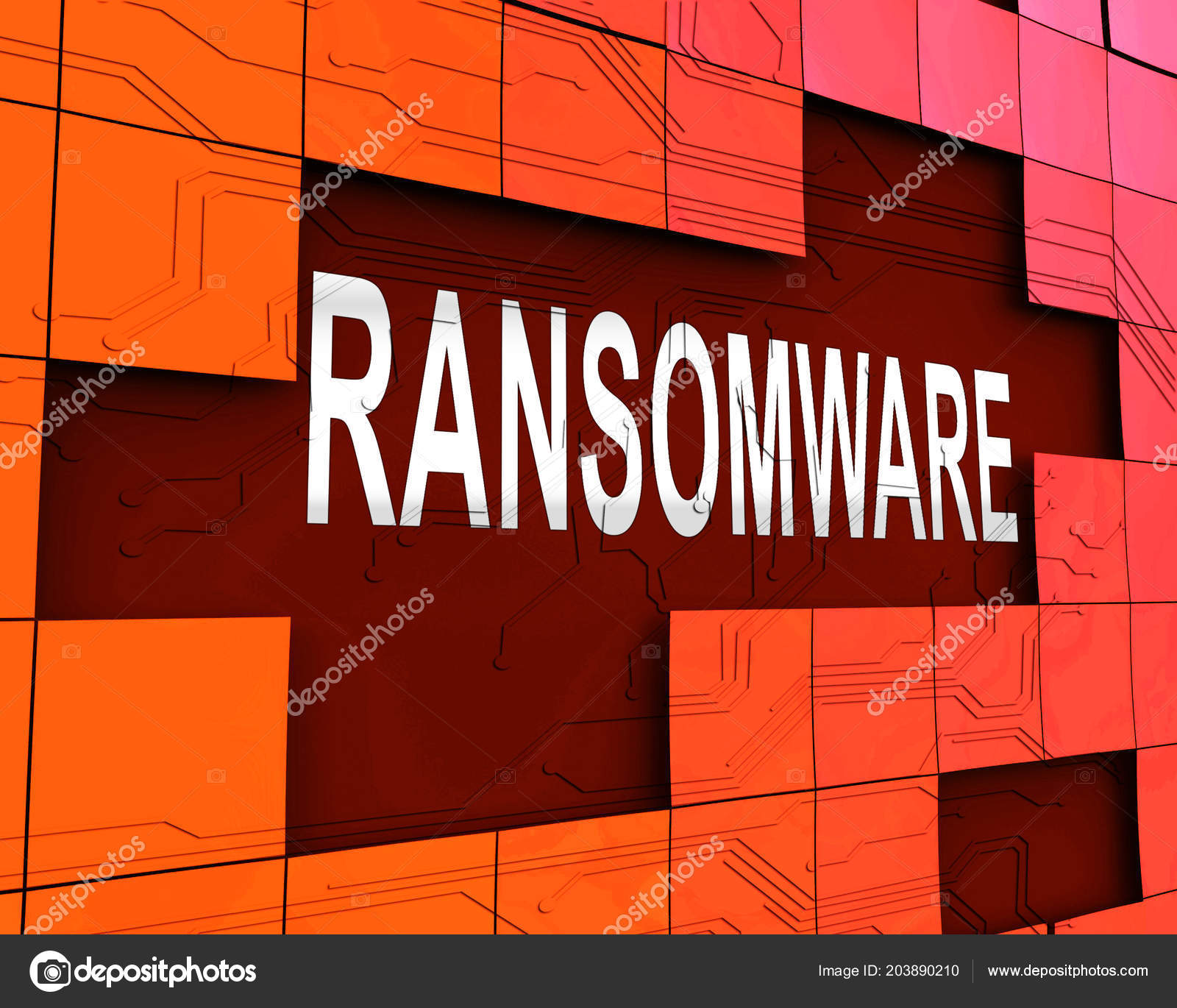 Ransom Ware Extortion Security Risk Rendering Shows Ransomware Used ...