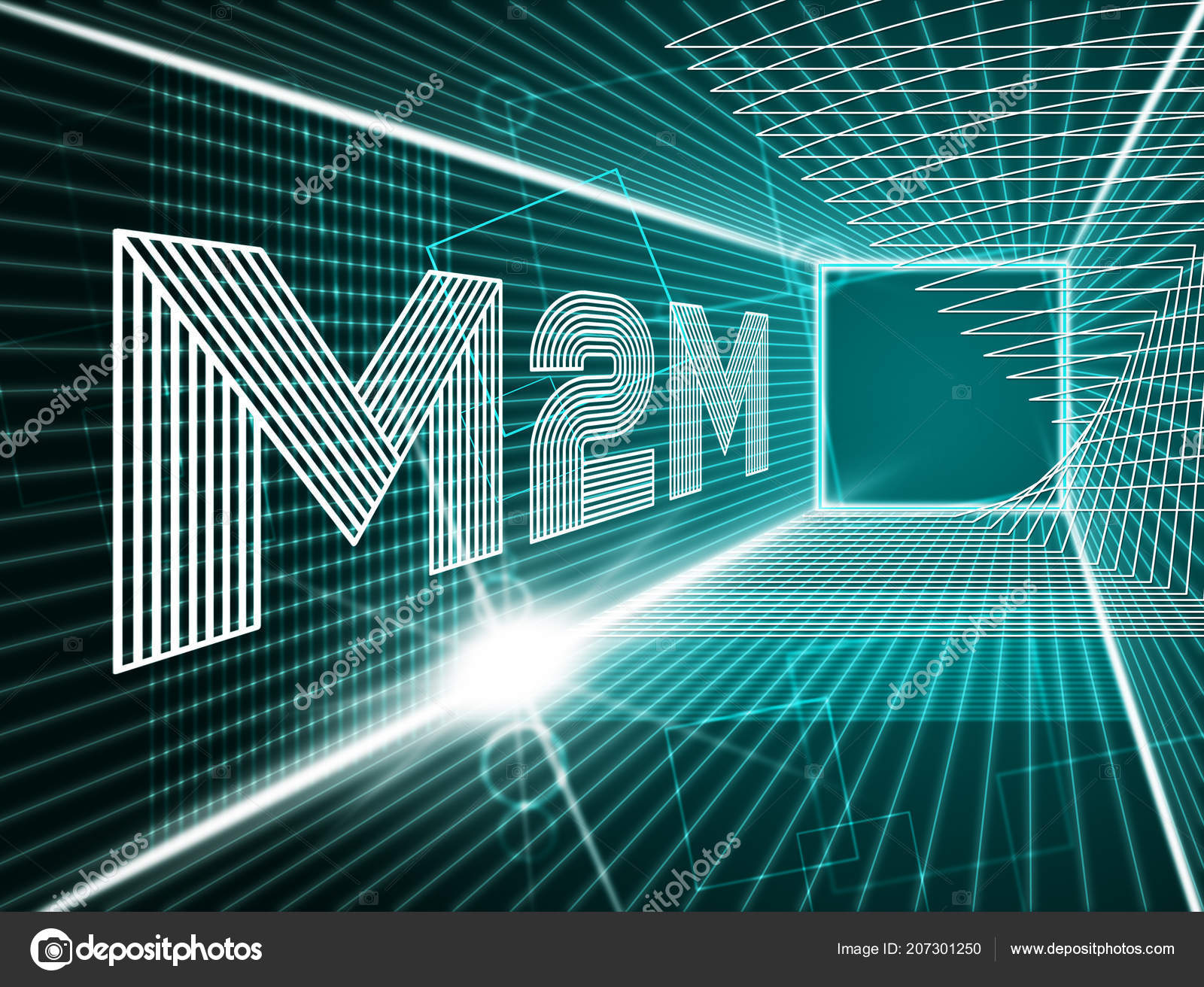 M2M Machine Connectivity Cooperation Illustration Shows Interconnected ...
