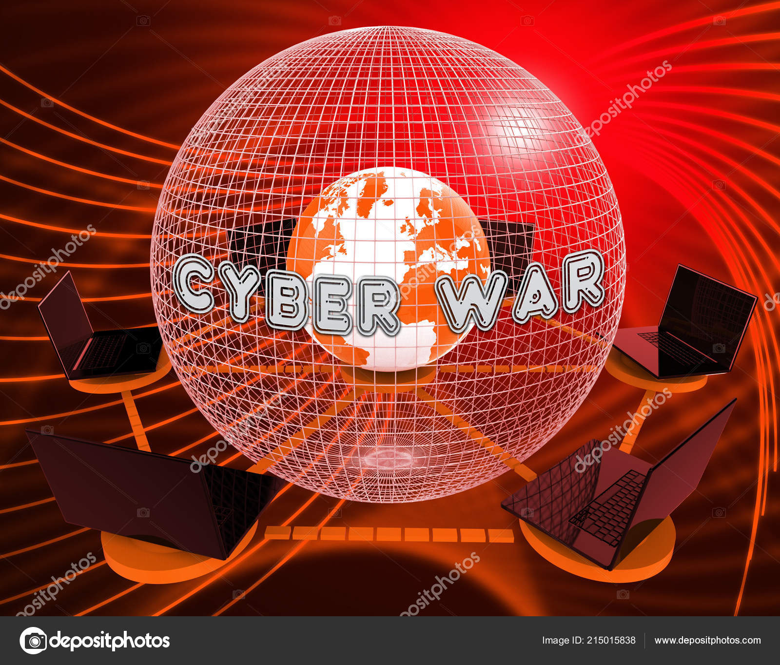 Cyberwarfare Digital Armed Attack Surveillance Illustration Shows ...