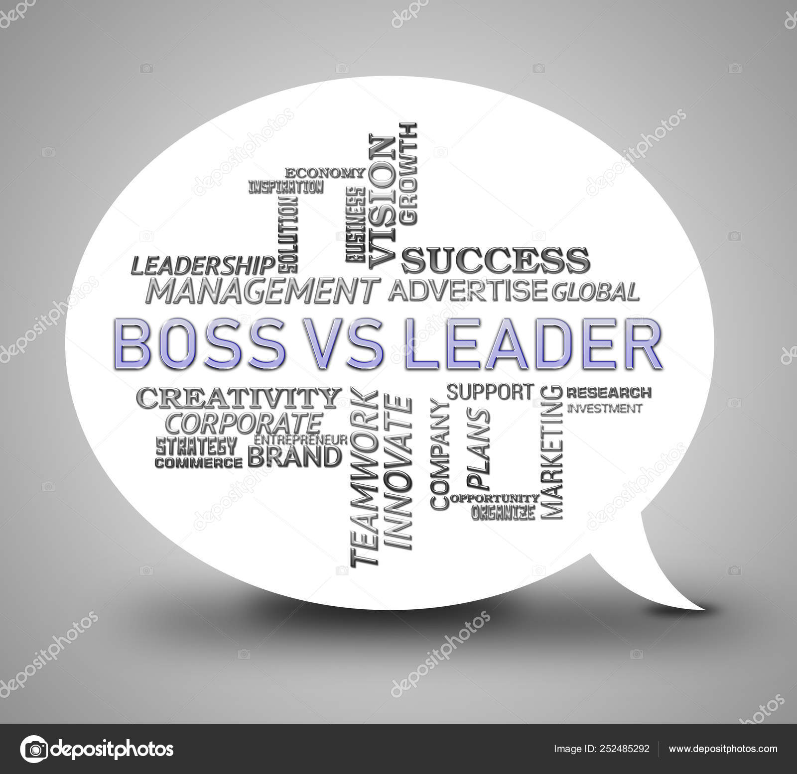 Boss Vs Leader Words Mean Leading A Team Better Than Managing 3d Stock ...