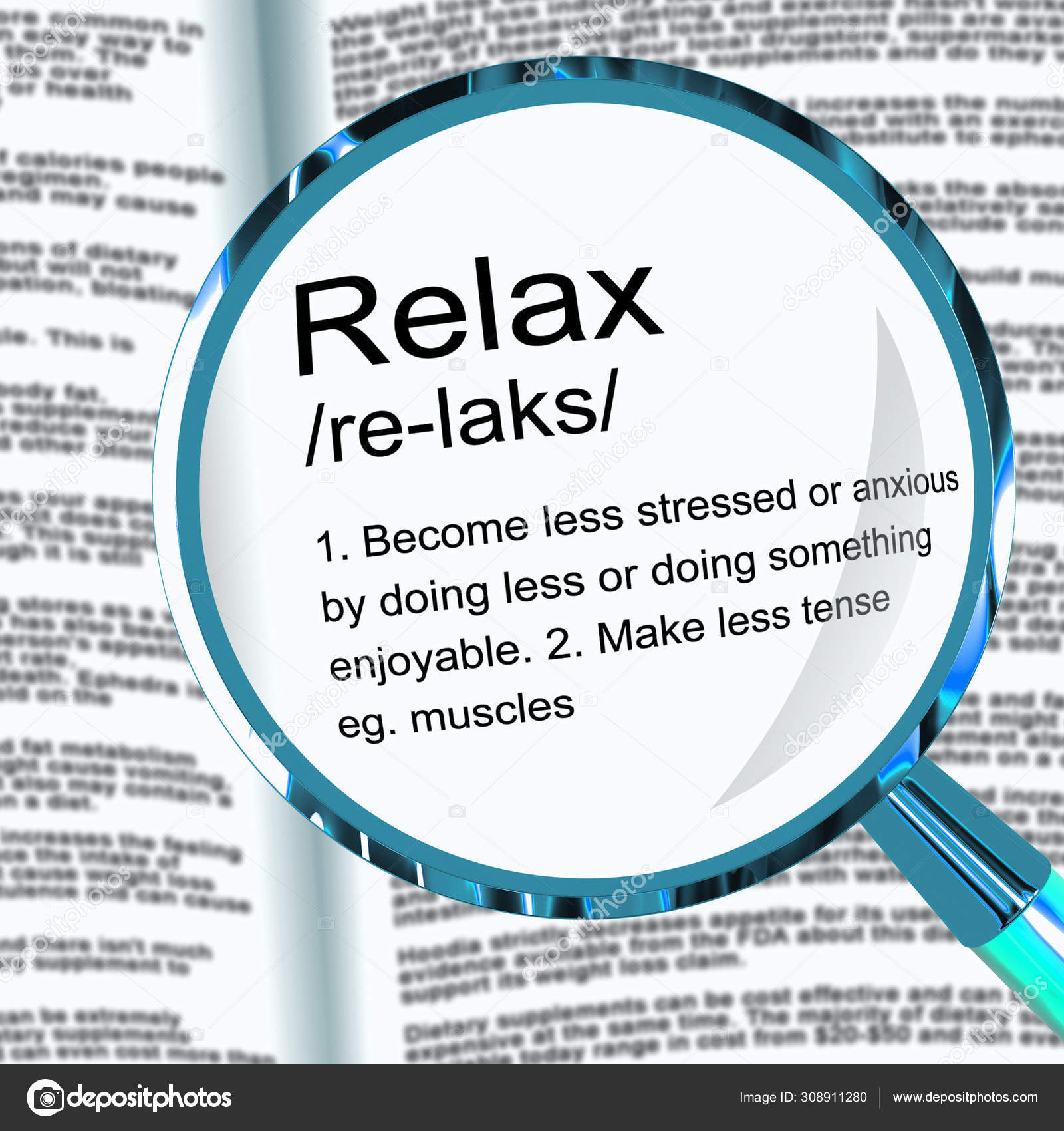 Relax definition means take it easy rest and unwind - 3d illustr ...