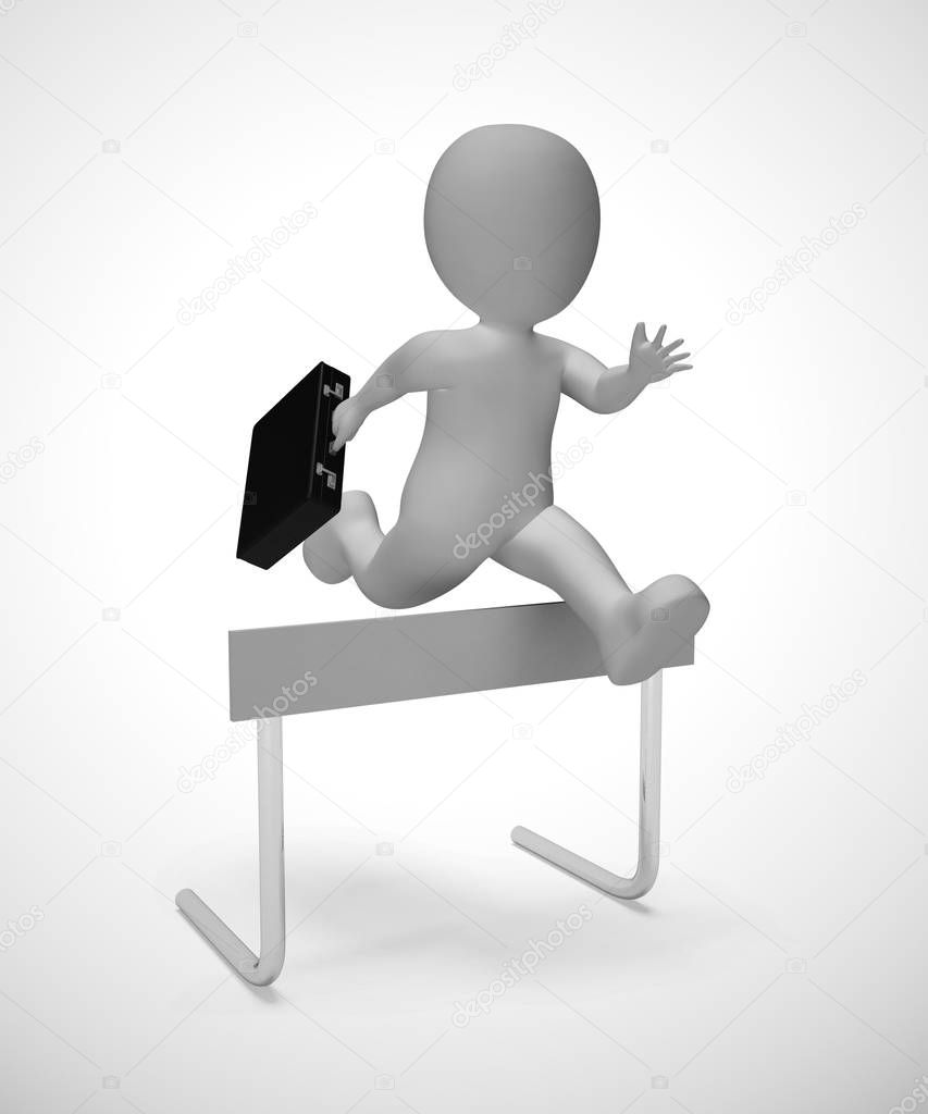 Superar los obstáculos representados por un hombre saltando sobre un ...