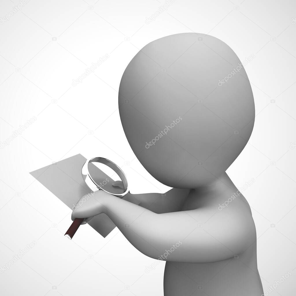 El uso de lupa para inspeccionar significa mirar y revisar - 3d 2022