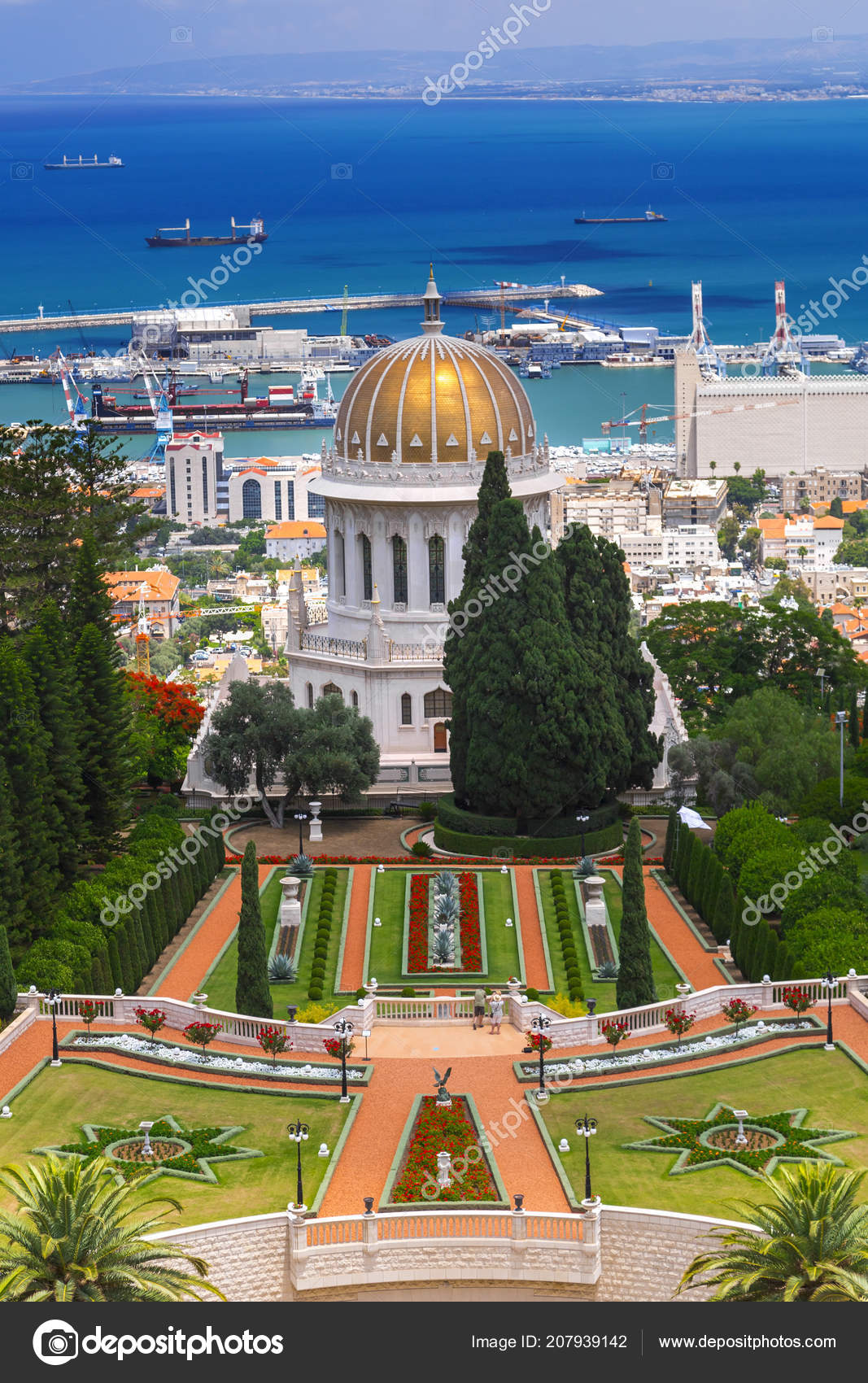 Haifa Israel June 2018 Haifa Cityscape Bahai Gardens Shrine Bab — Stock ...