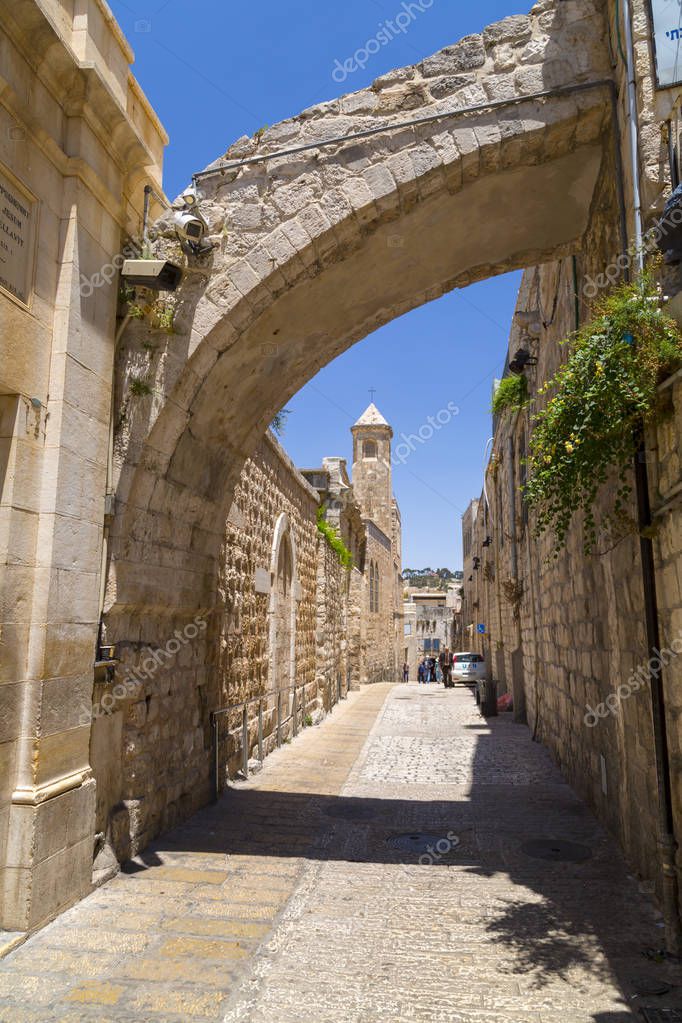 Jerusalén, Israel - 15 de junio de 2018: Antiguas calles y edificios en ...