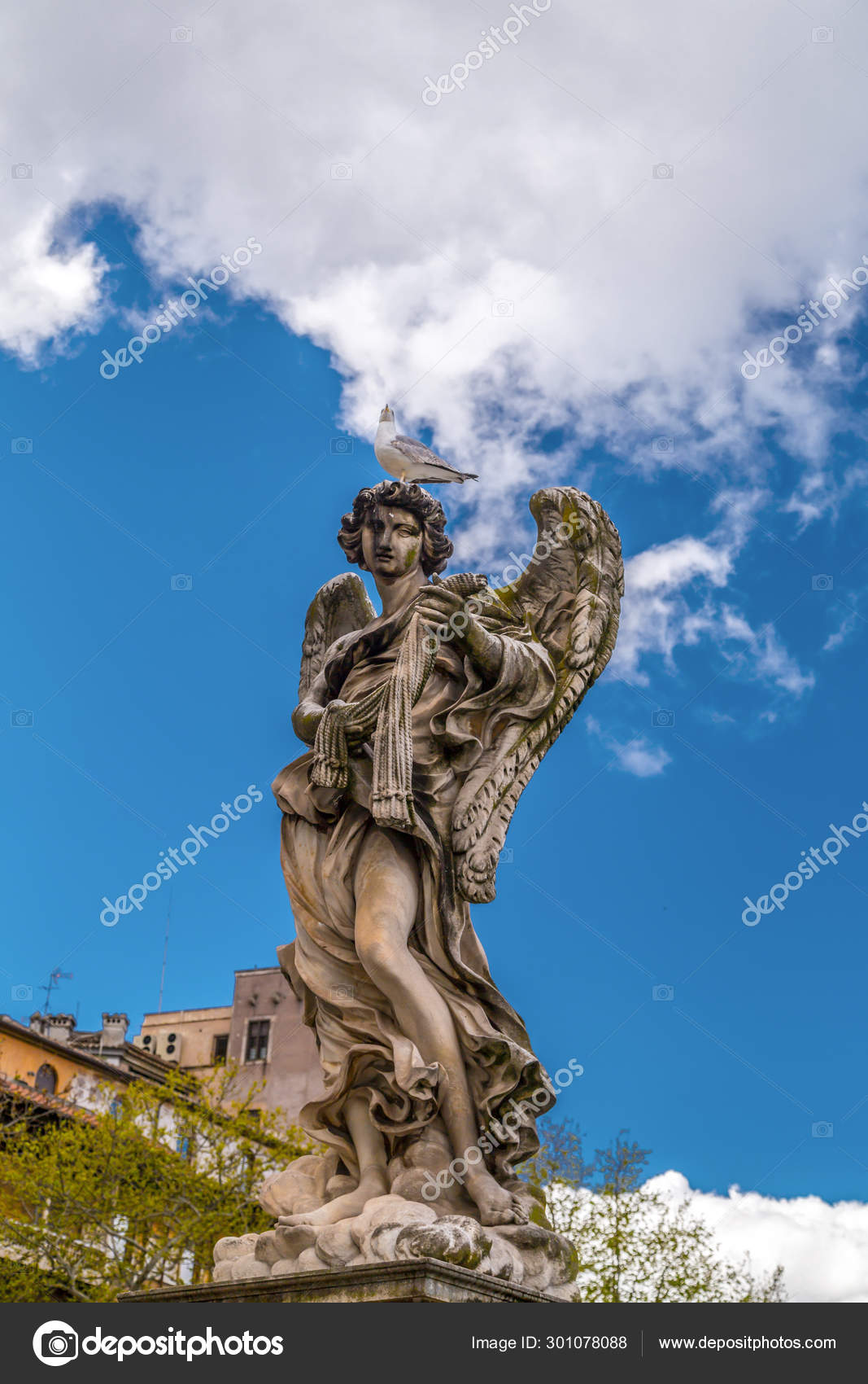 Ancient angel sculpture in Rome, Italy – Stock Editorial Photo ...