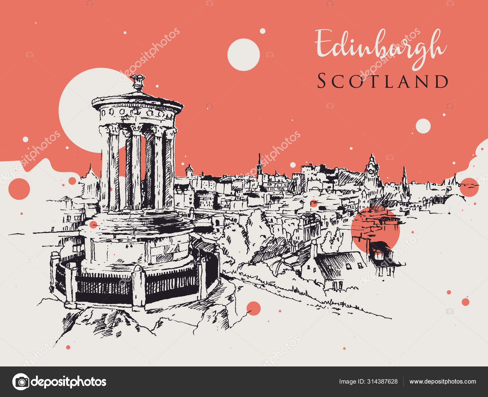 Drawing sketch illustration of Edinburgh Stock Vector Image by ...