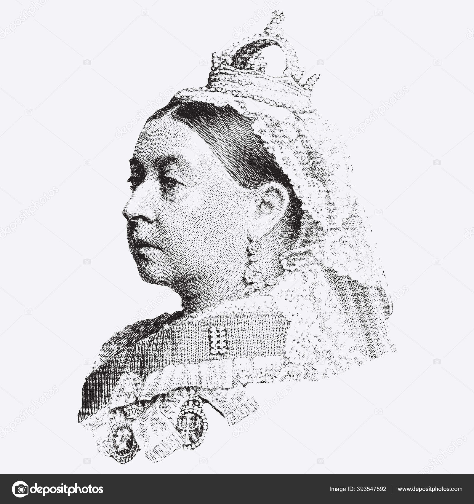 Vintage Engraving Style Vector Illustration Queen Victoria Stock Vector ...