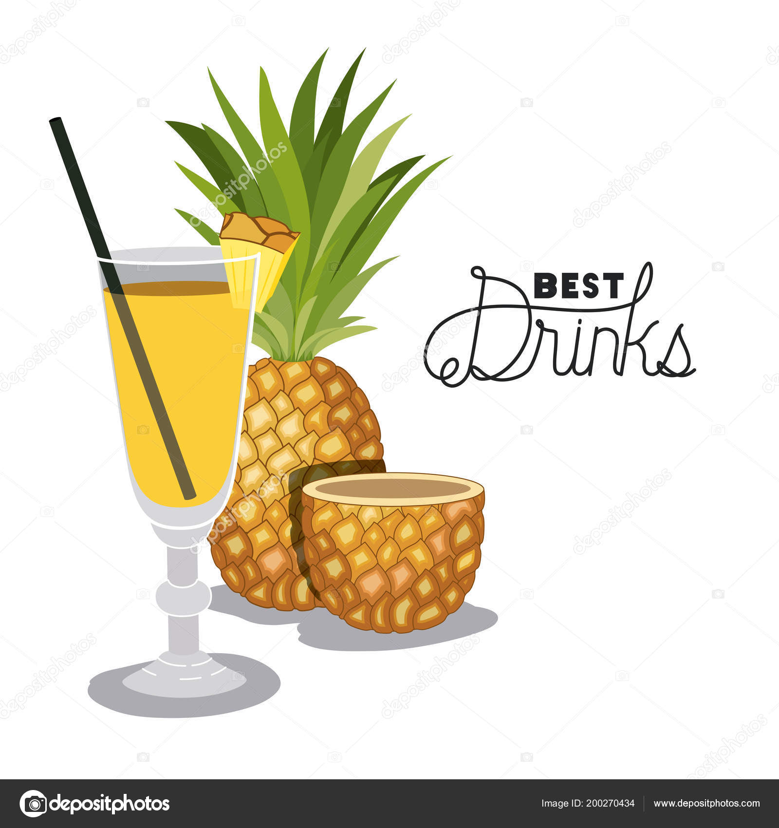 Fresh pineapple fruit tropical cocktail Stock Vector Image by ...