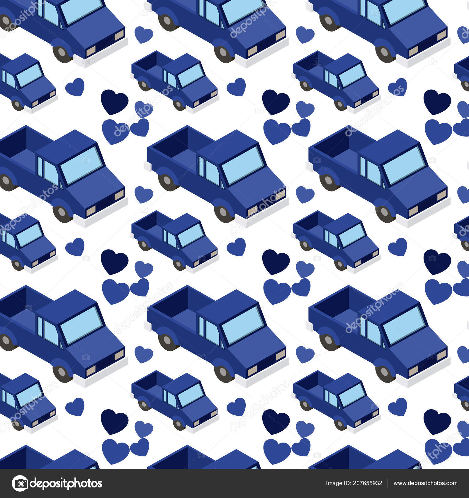 Isometrics cars and hearts pattern background Stock Vector Image by ...