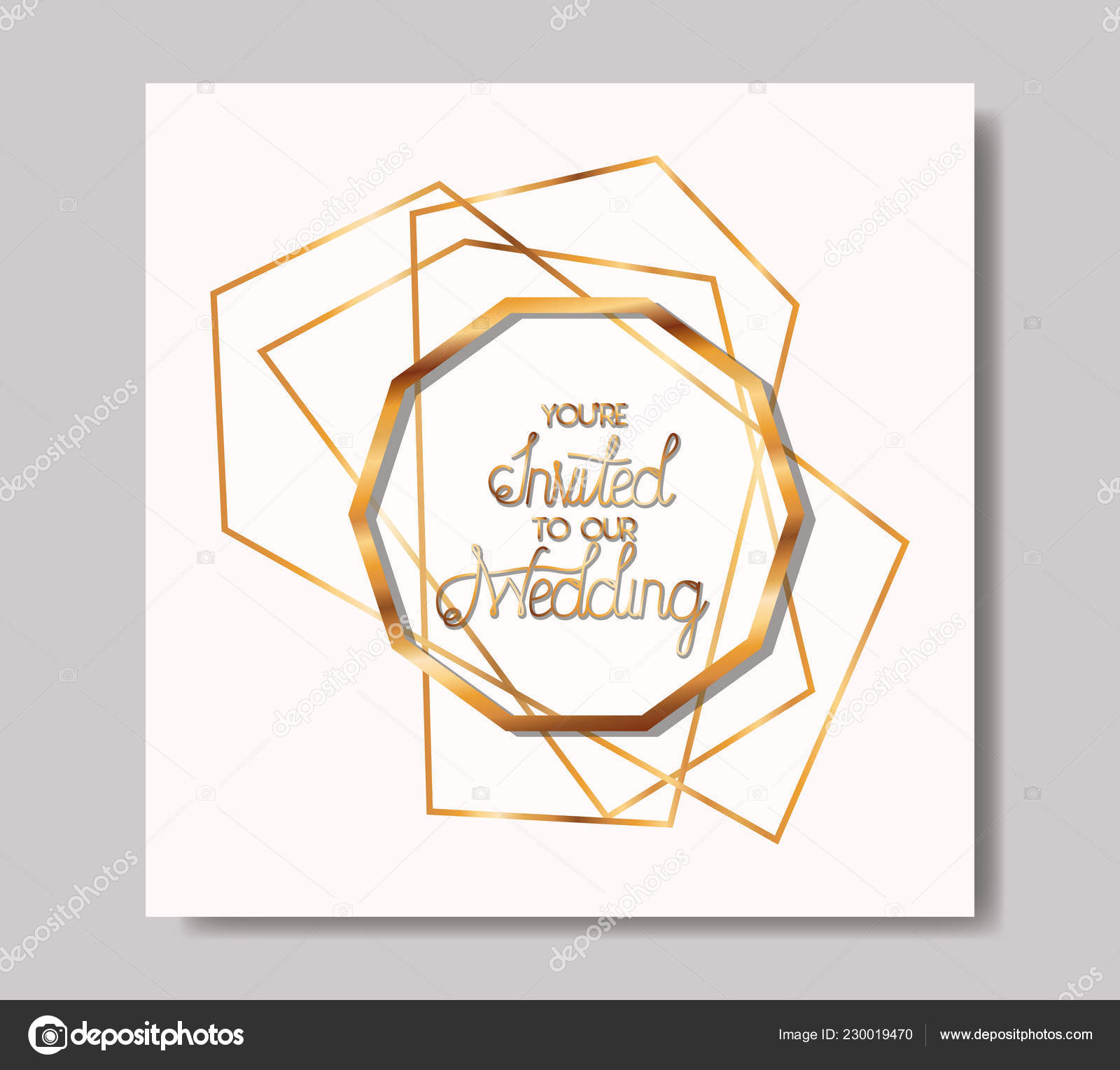 Wedding invitation with golden frame Stock Vector Image by ...