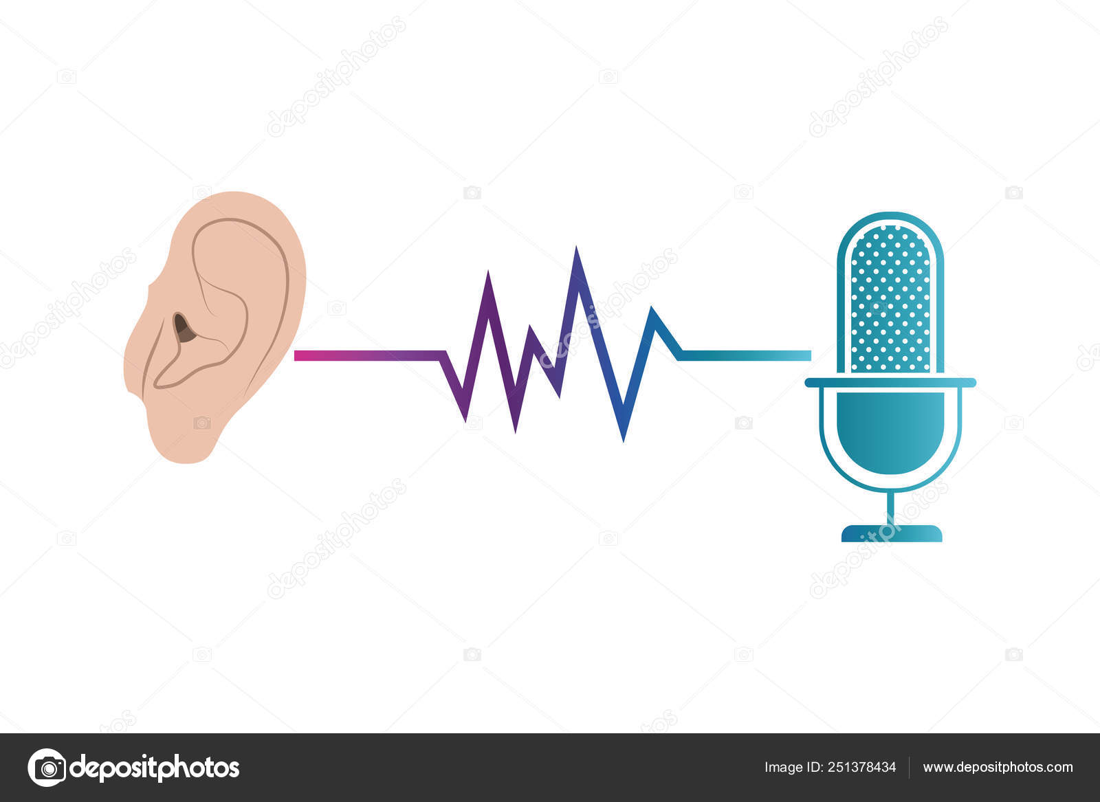 Ear with sound wave and microphone Stock Vector Image by ©grgroupstock ...