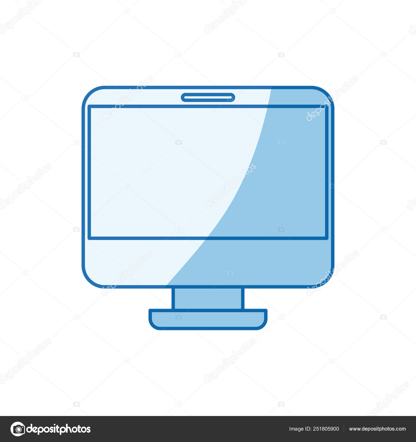 Blue color shading silhouette modern flat computer screen Stock Vector ...