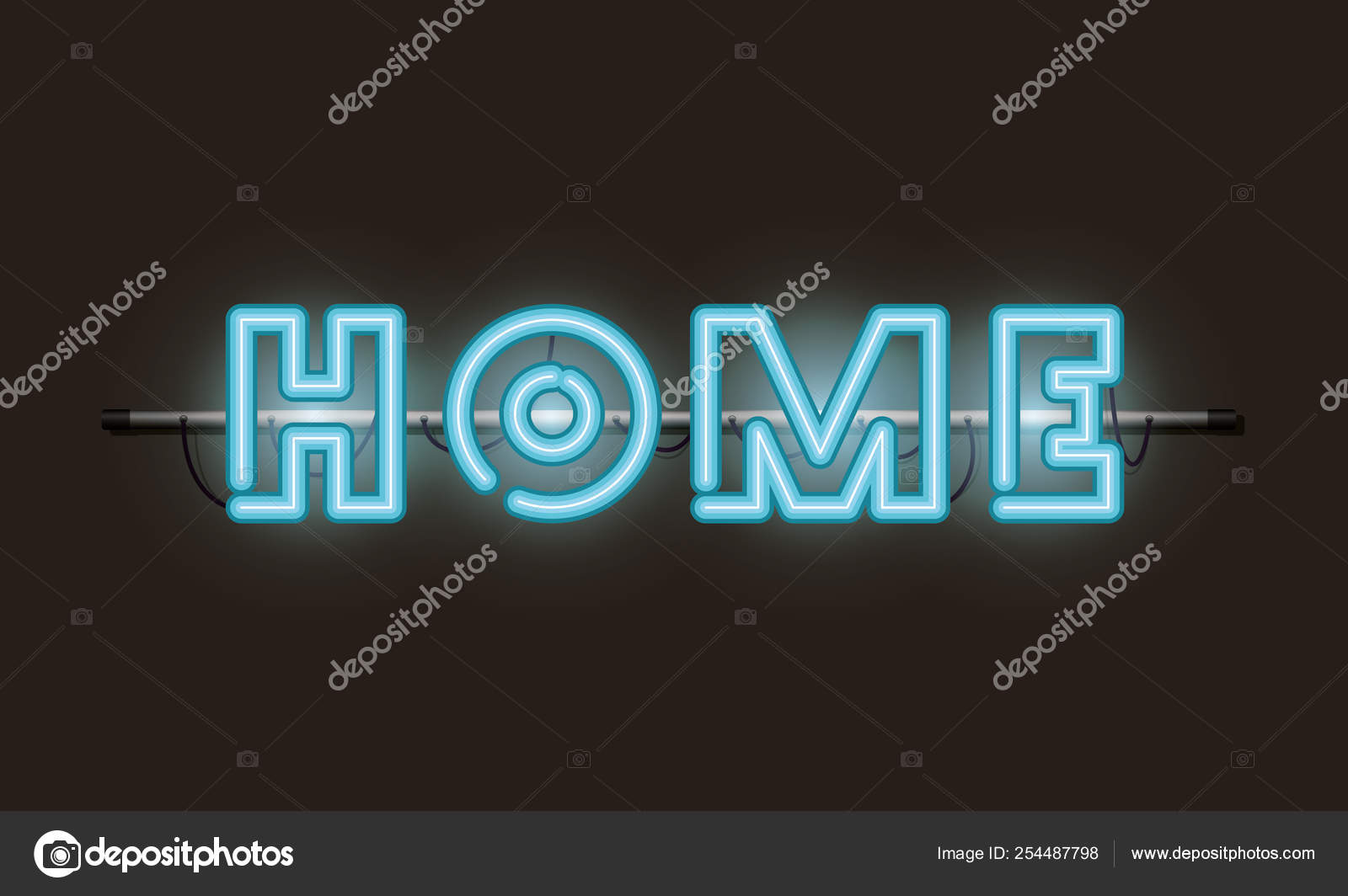 Home fonts neon lights Stock Vector by ©grgroupstock 254487798