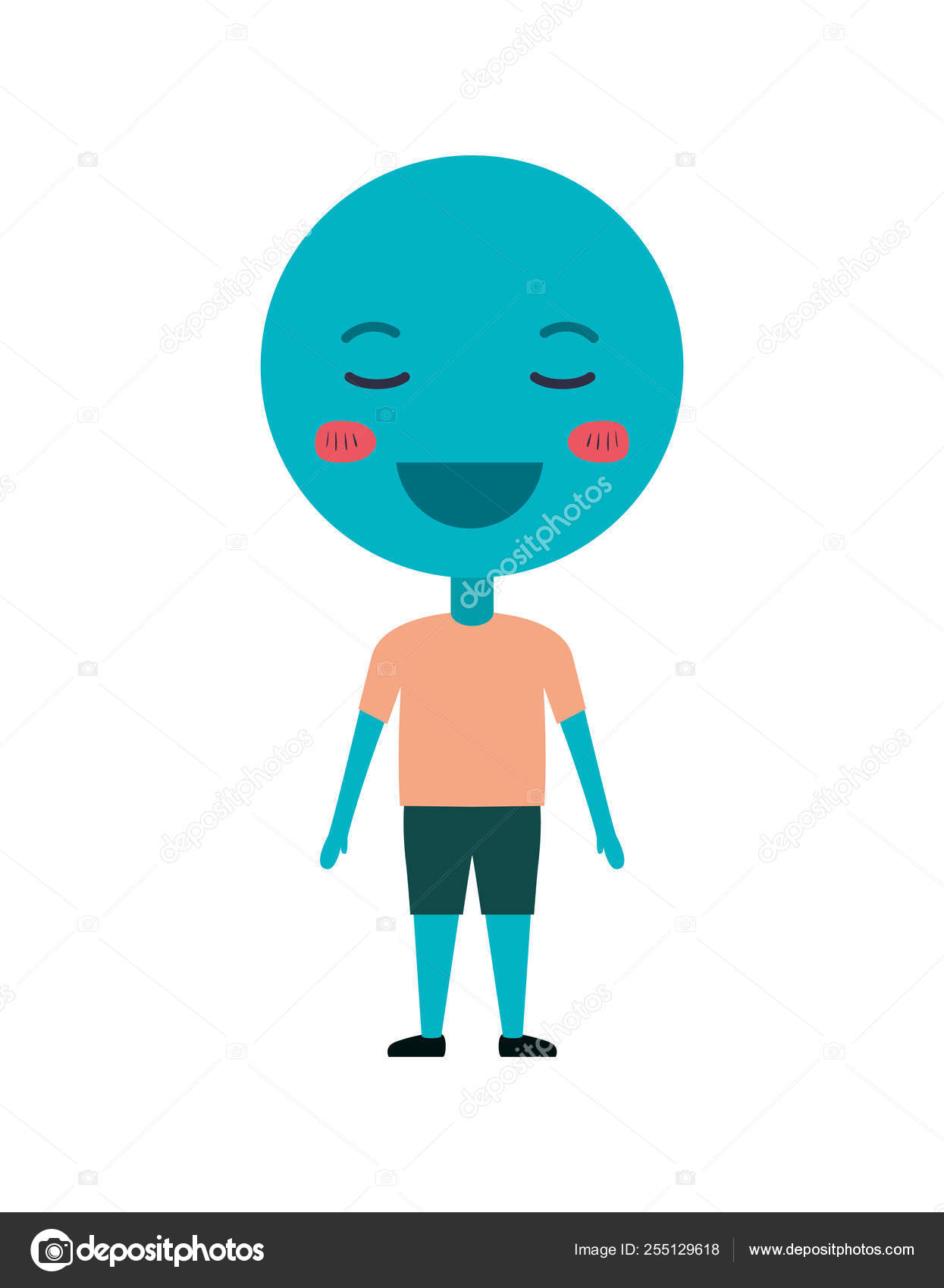 Dibujos animados feliz emoticono con el cuerpo personaje kawaii Vector ...