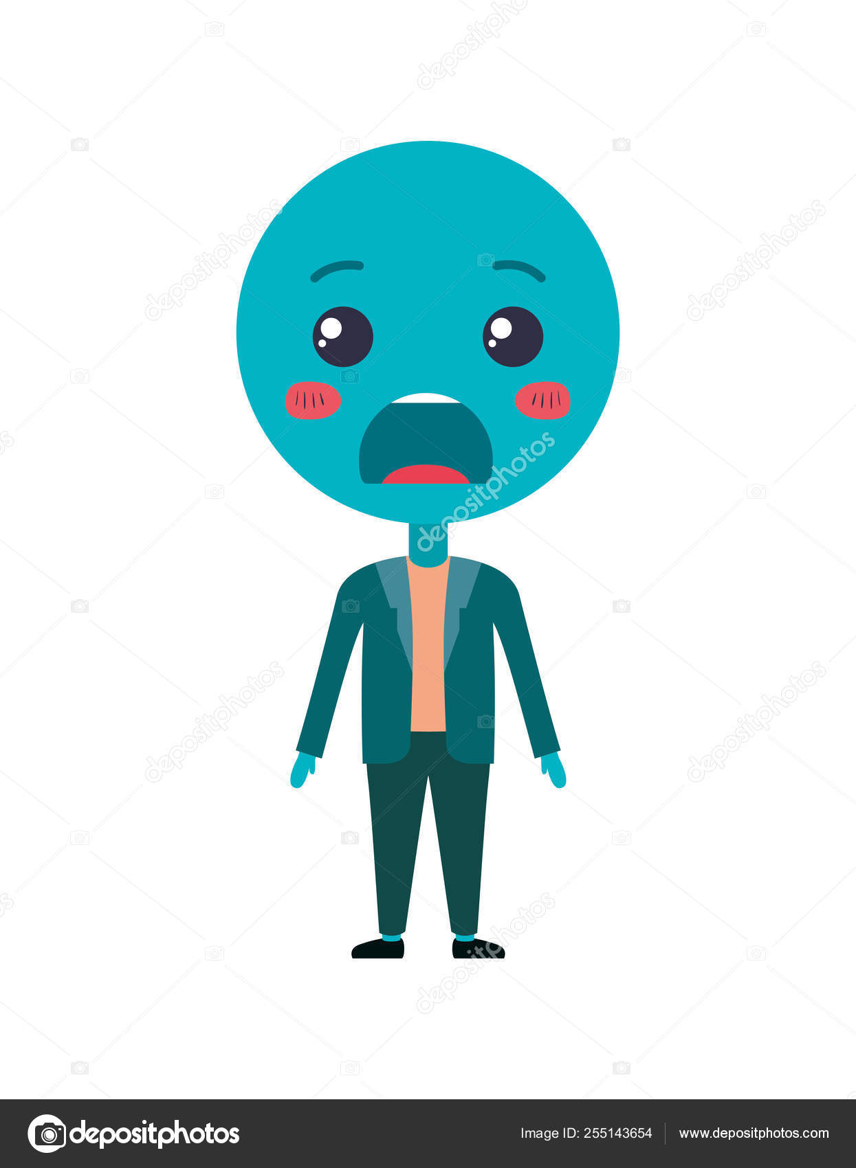 Cartoon angry emoticon with body kawaii character Stock Vector by ...