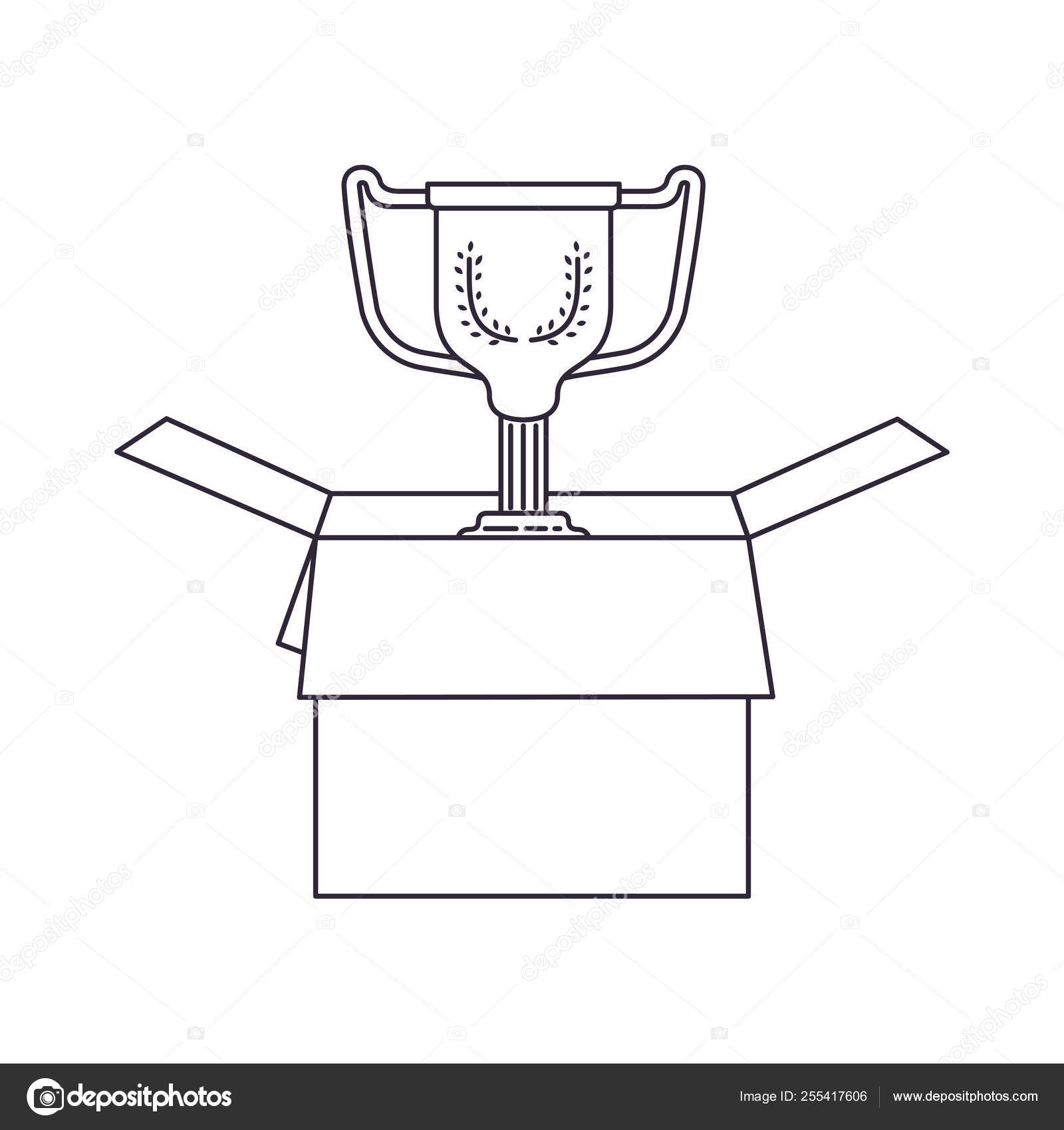 Cardboard box with trophy isolated icon Stock Vector by ©grgroupstock ...