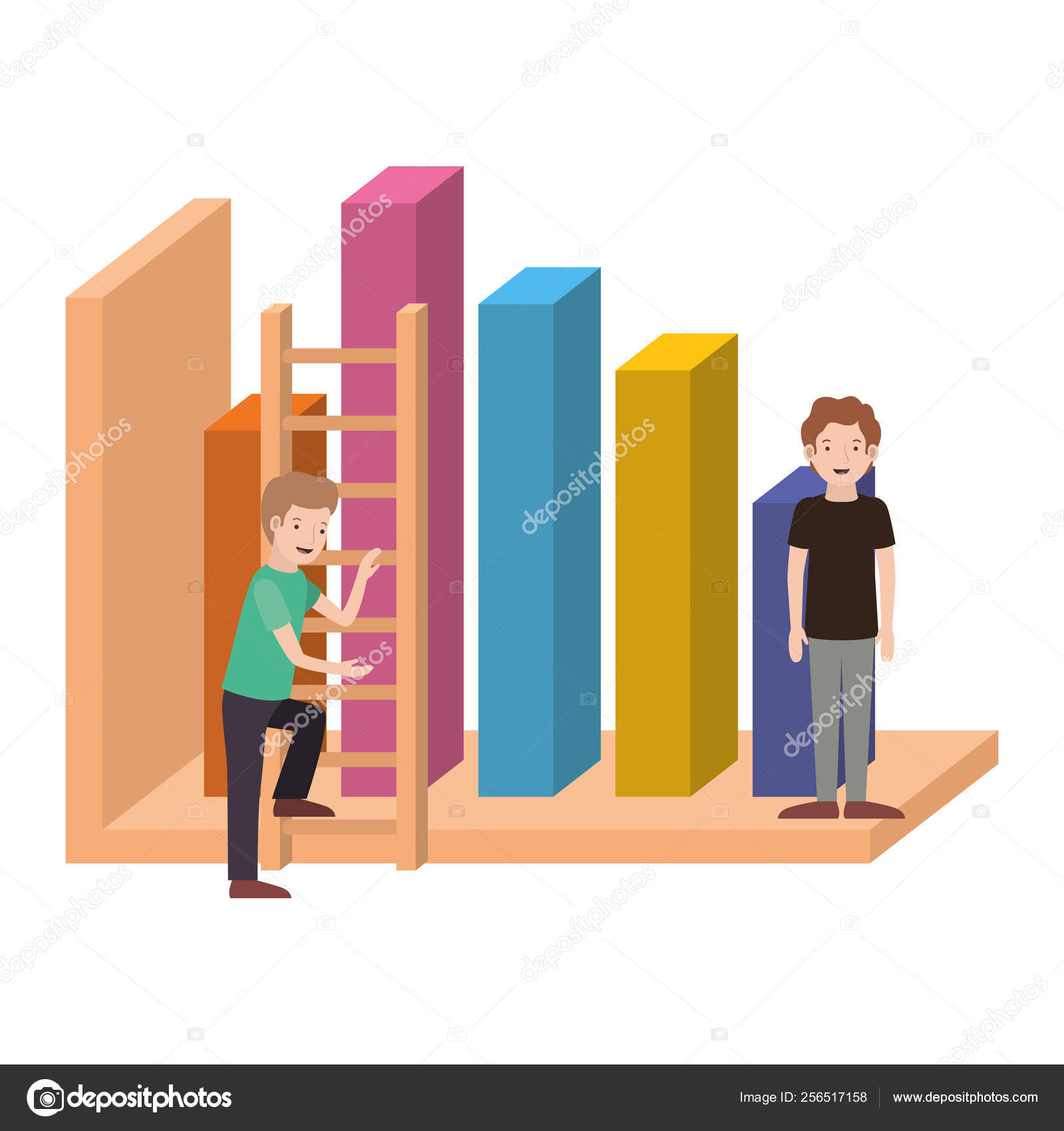 Men with statistics bars avatar character Stock Vector Image by ...