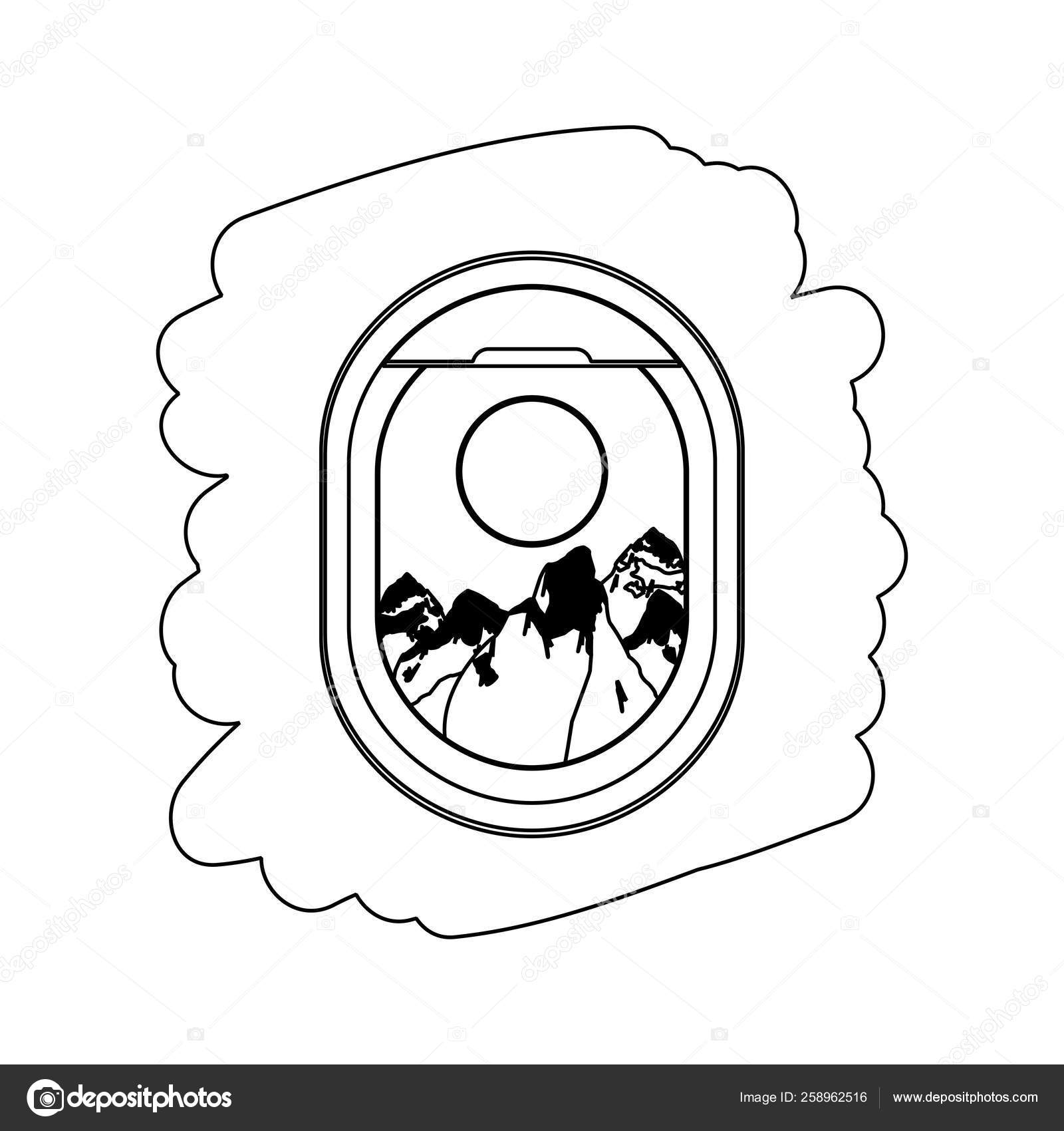 Airplane window with exterior view Stock Vector by ©grgroupstock 258962516
