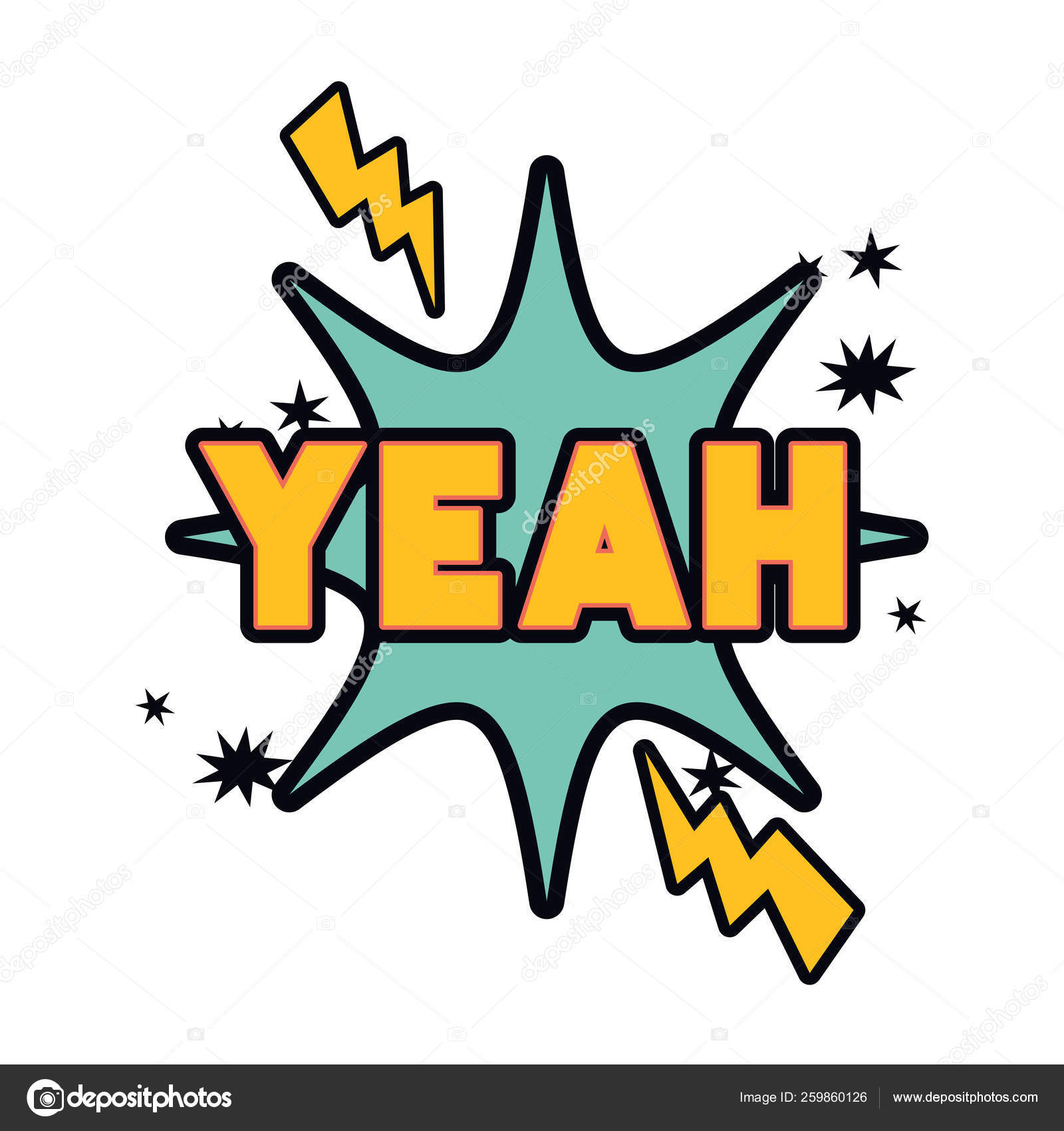 Yeah comic words in speech bubble isolated icon Stock Vector Image by ...