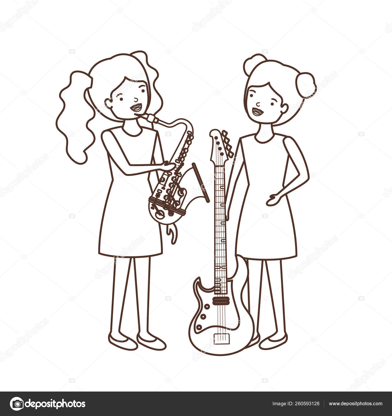 Women with musical instruments character Stock Vector by ©grgroupstock ...