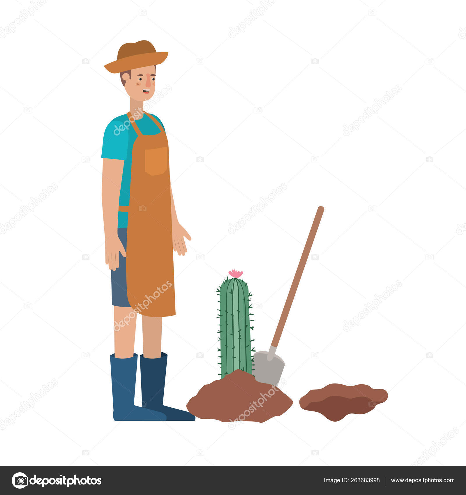 Man with cactus to plant avatar character Stock Vector Image by ...