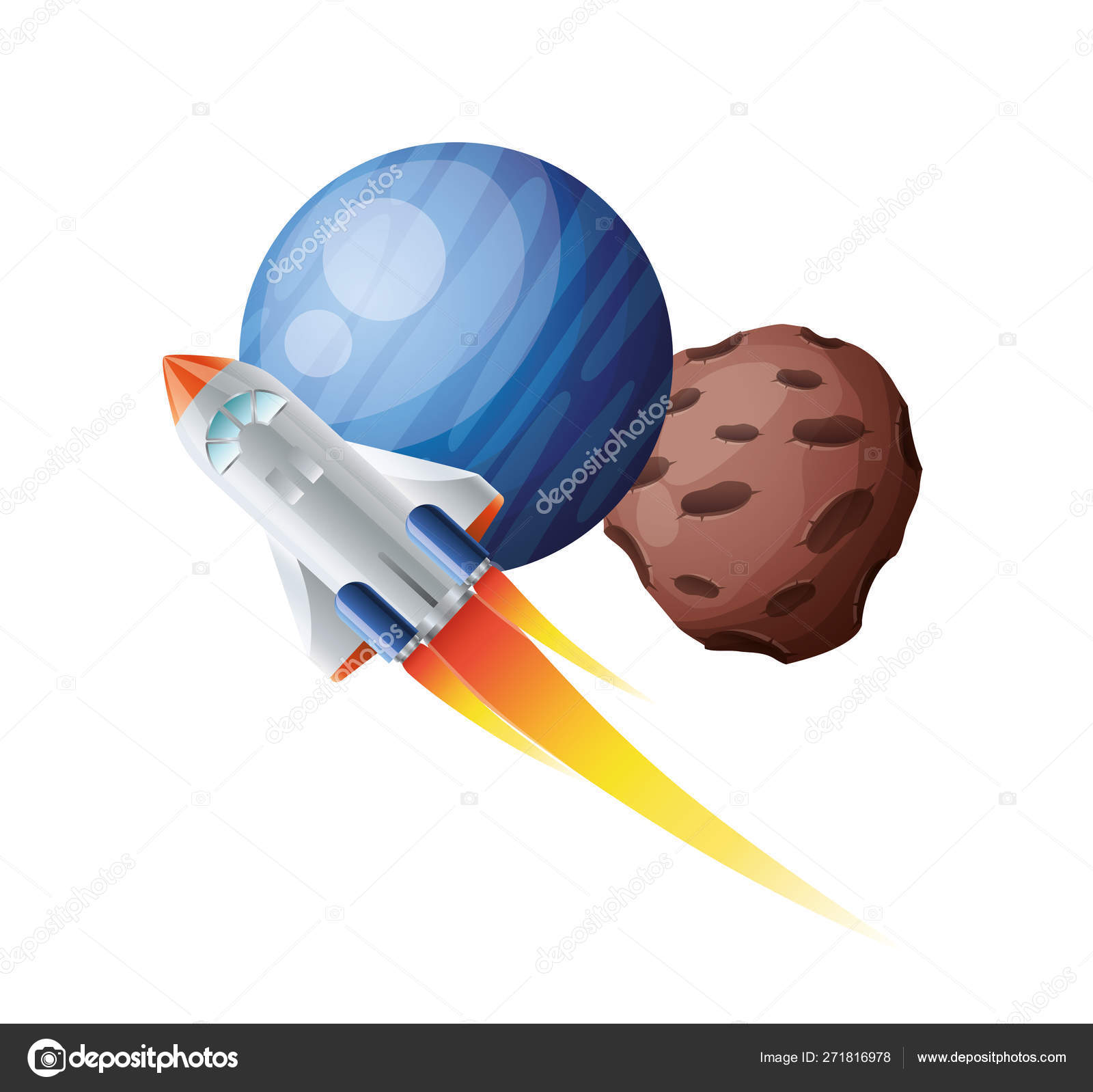 Rocket flying with planets of the solar system Stock Vector by ...