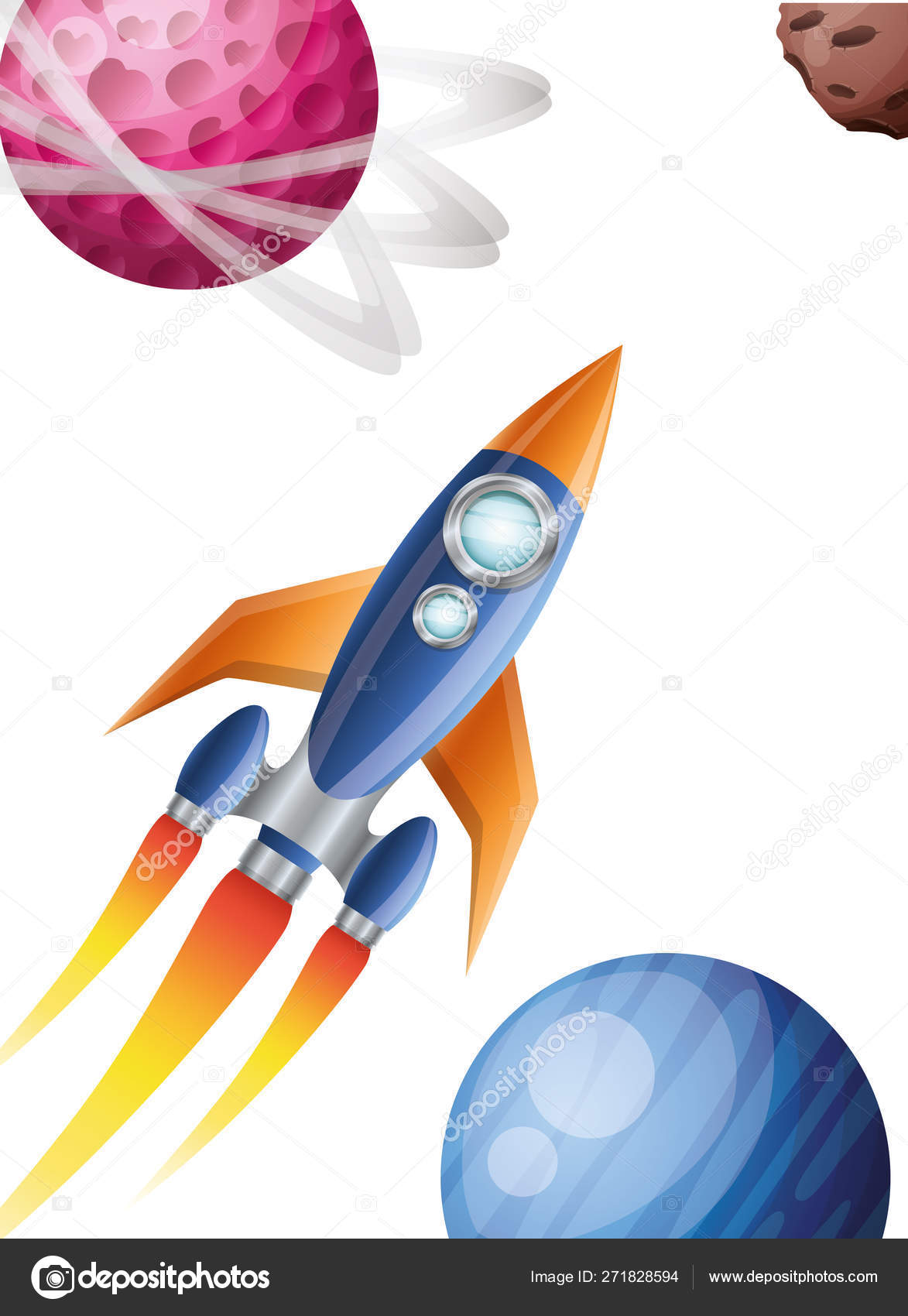 Cohete volando con planetas del fondo del sistema solar Vector de stock ...