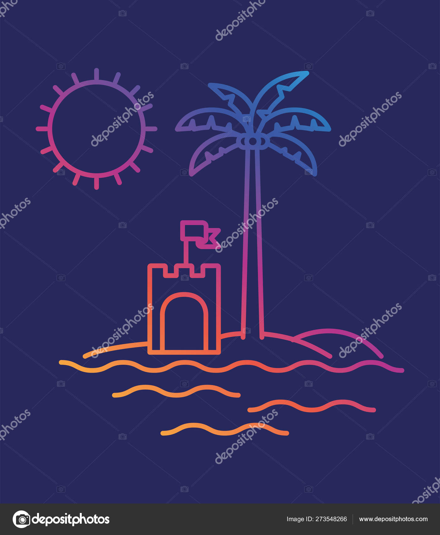 Sand castle and palm tree design Stock Vector by ©grgroupstock #273548266