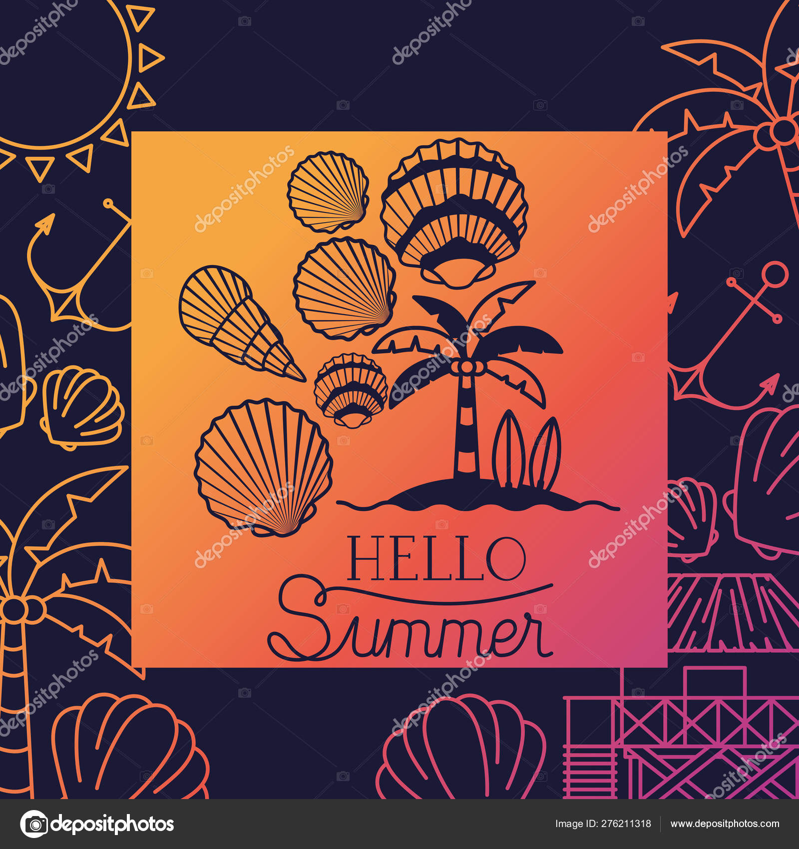 Hello summer inside frame design Stock Vector Image by ©grgroupstock ...