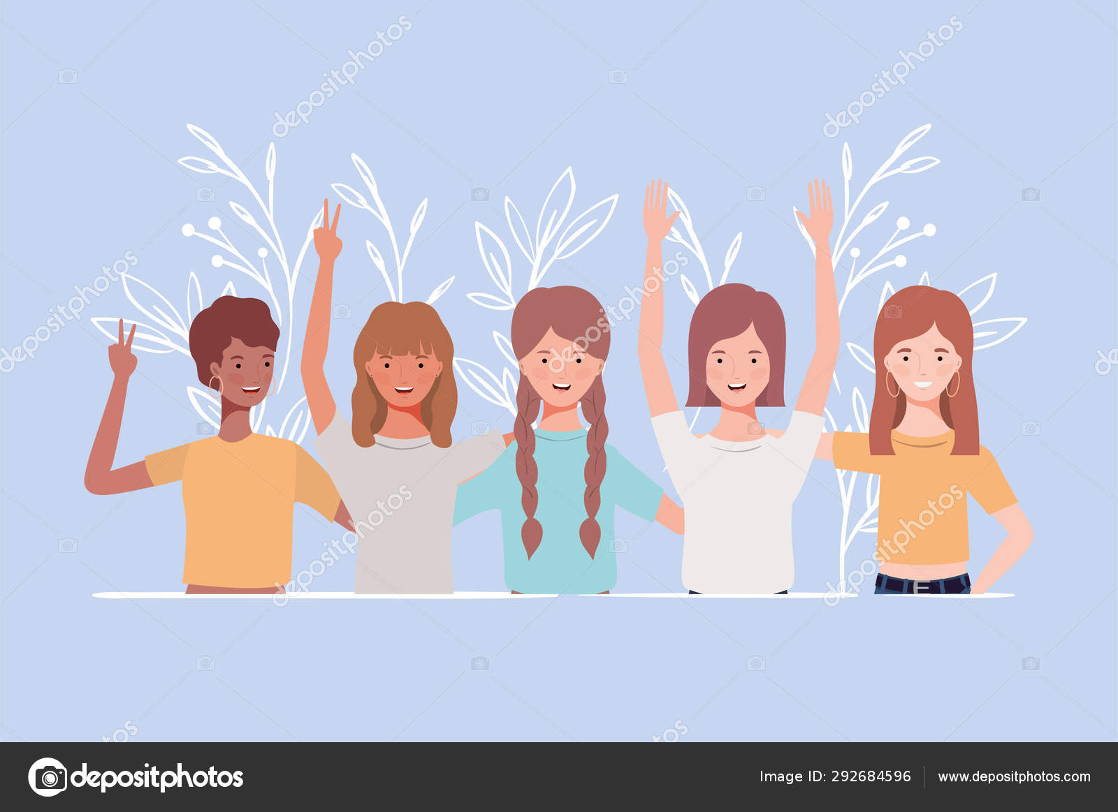 Young and beautiful girls group characters Stock Vector Image by ...