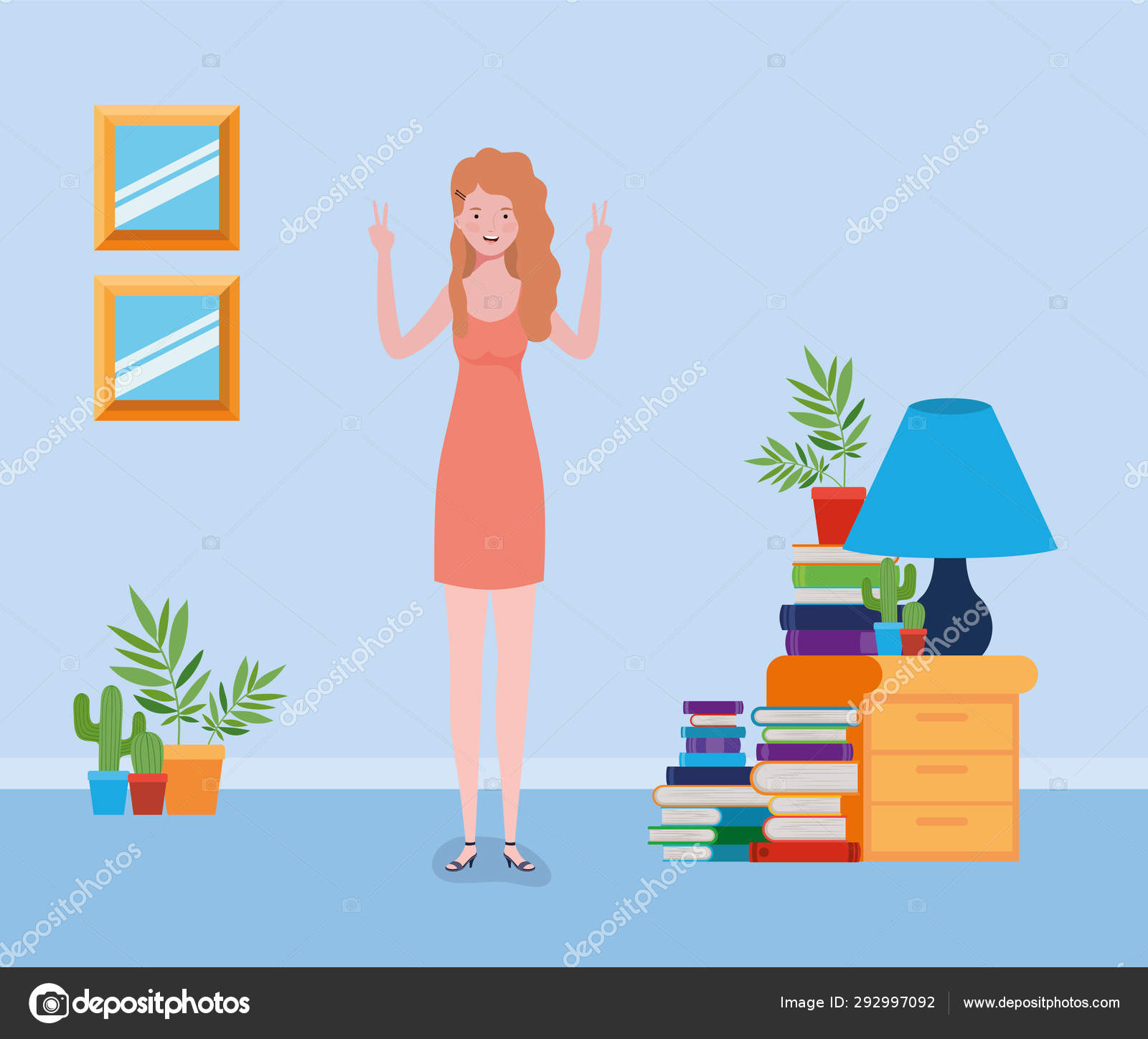 Young and beautiful girl in the house character Stock Vector by ...