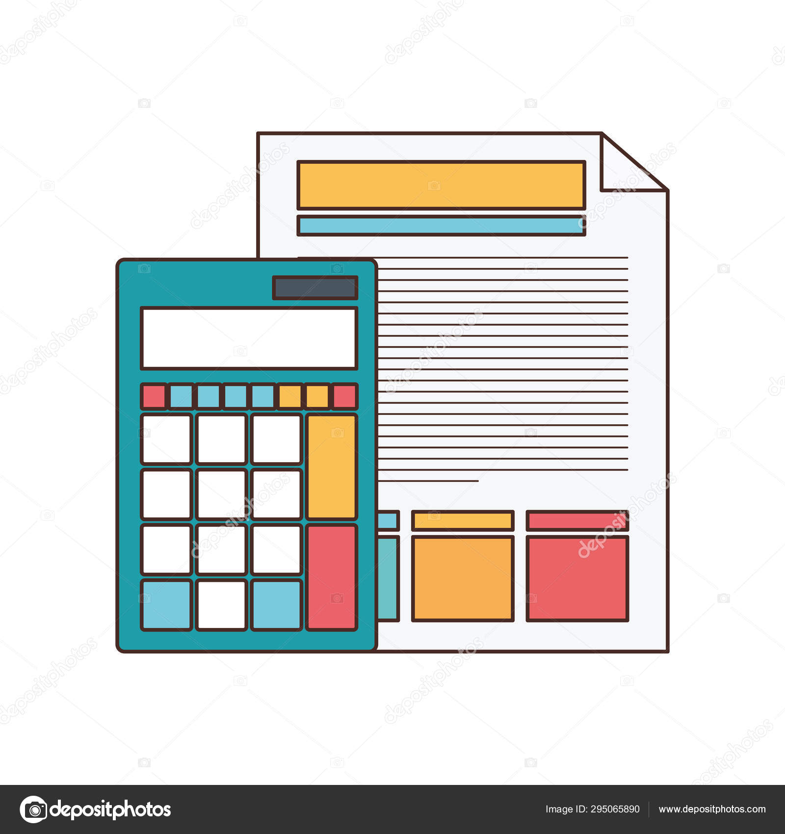 File sheet with calculator in white background Stock Vector by ...