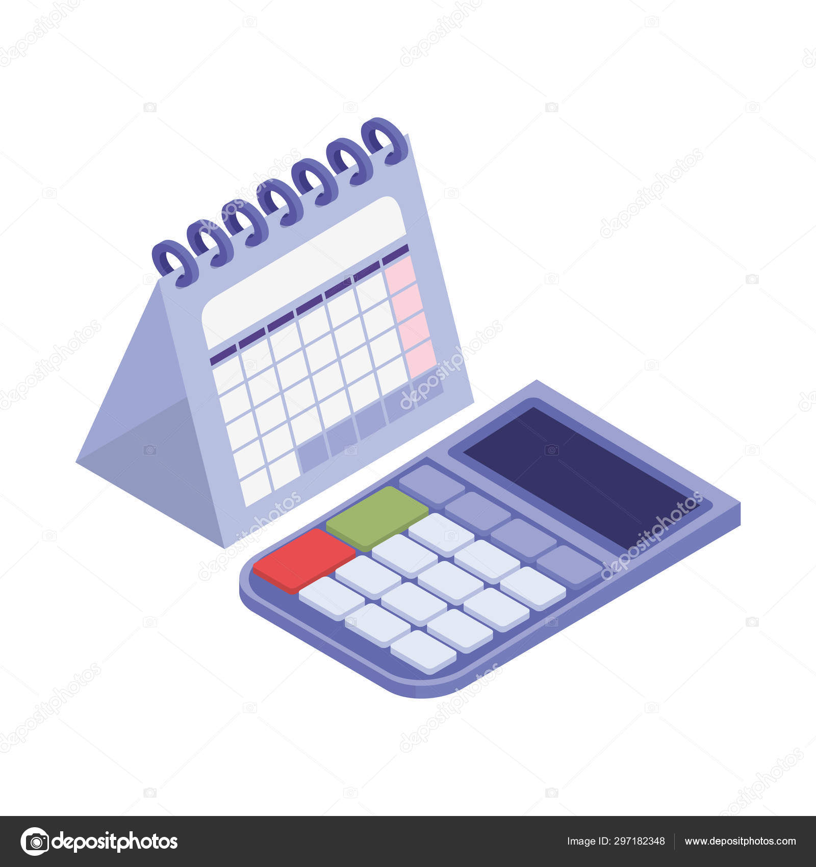 Calculator and calendar in white background Stock Vector Image by ...