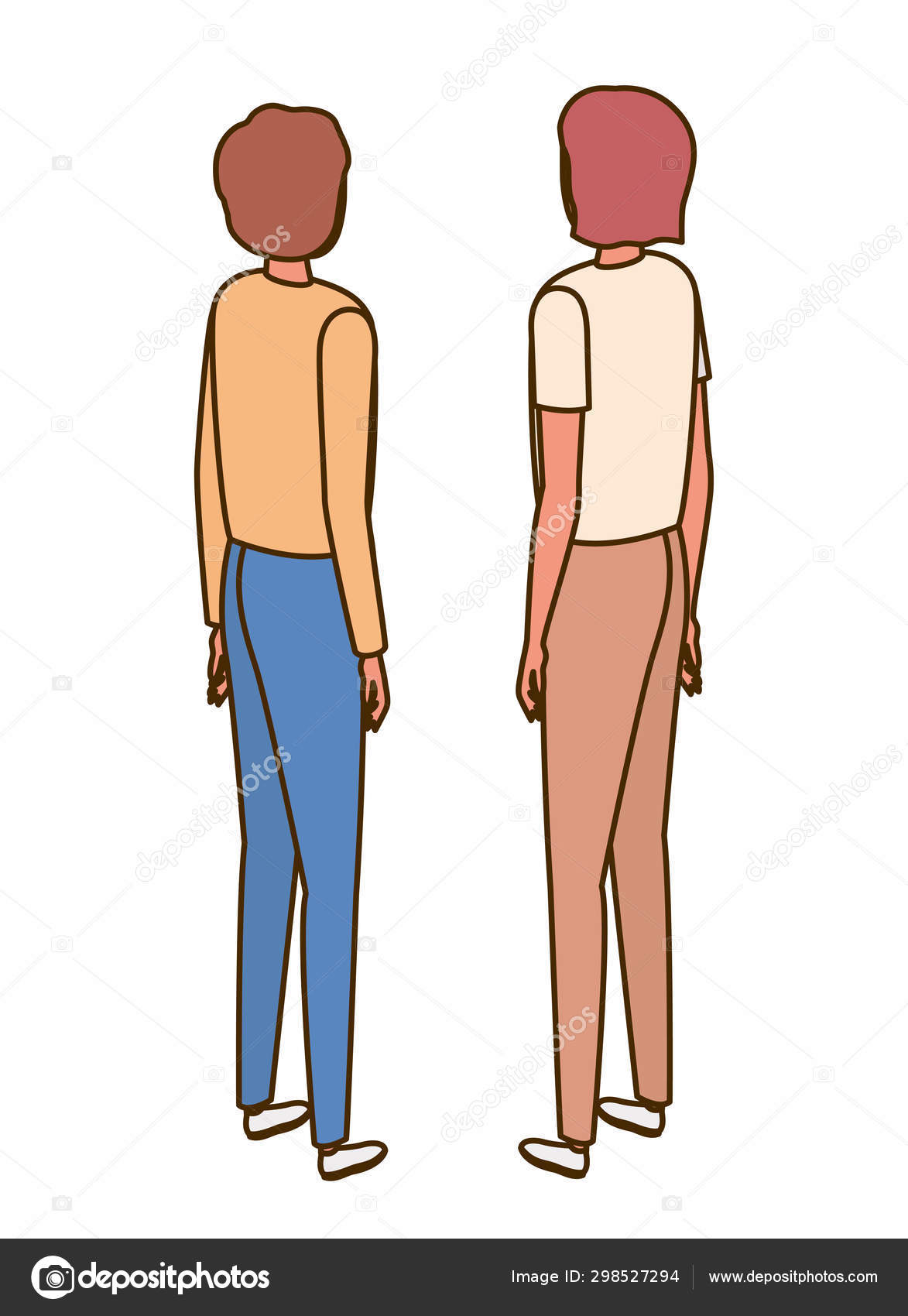 Young men of back position on white background Stock Vector Image by ...