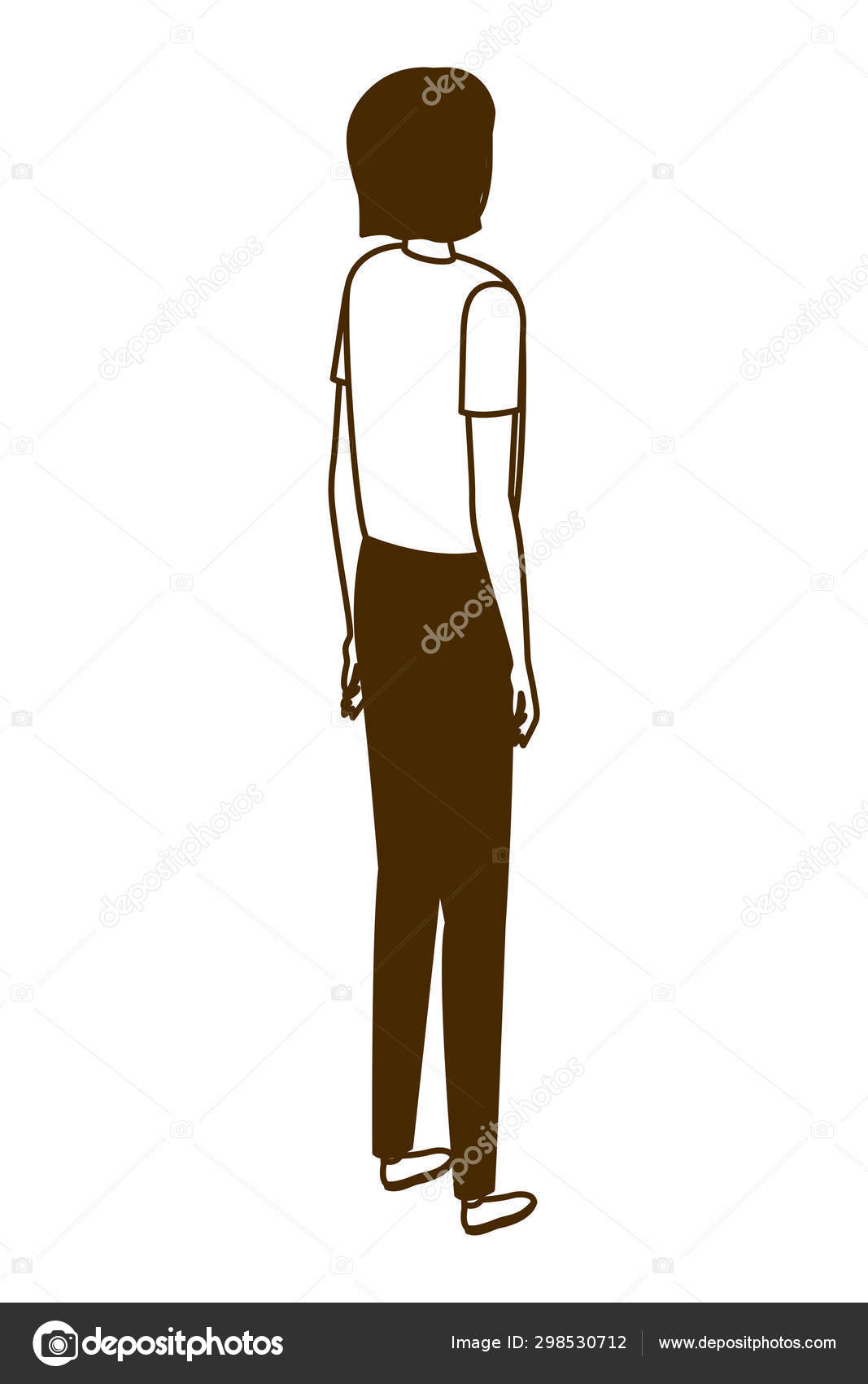 Young man of back position on white background Stock Vector Image by ...