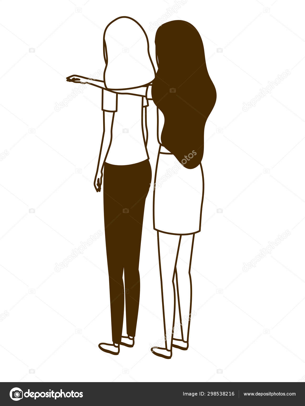 Young women of back position on white background Stock Vector Image by ...