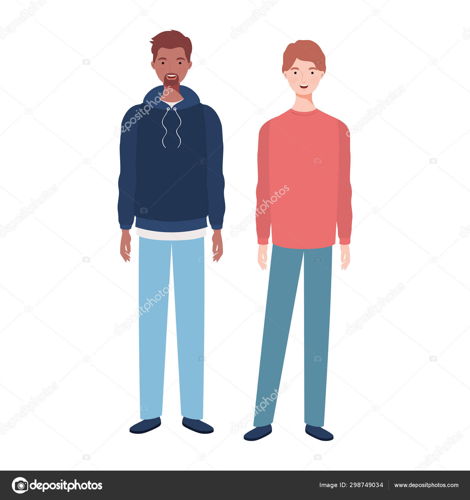 Young men standing on white background Stock Vector Image by ...