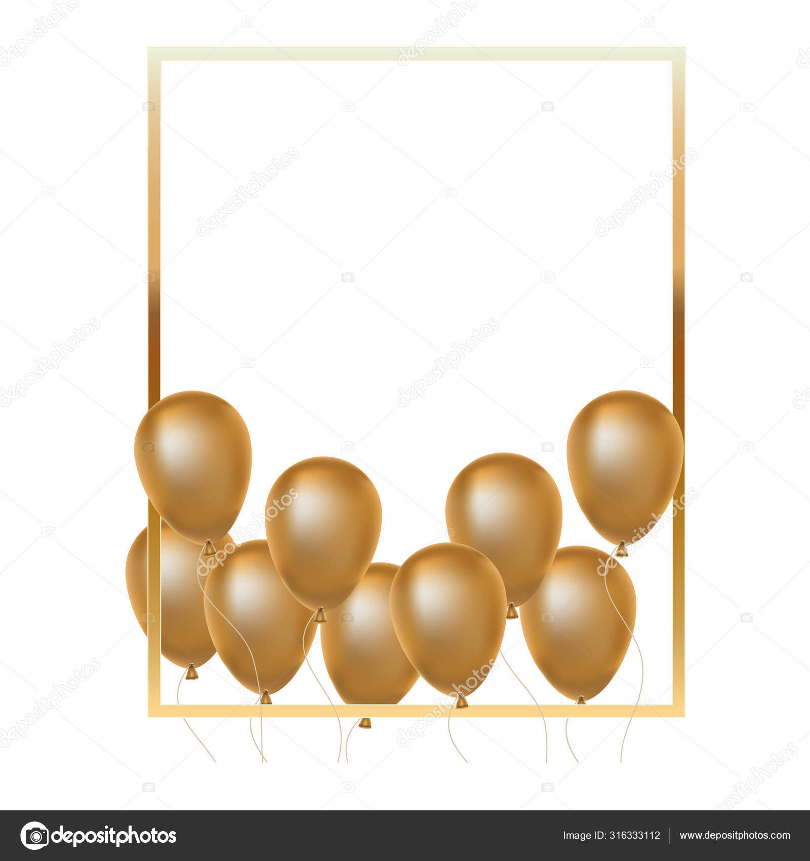 Square frame with golden balloons helium floating Stock Vector by ...