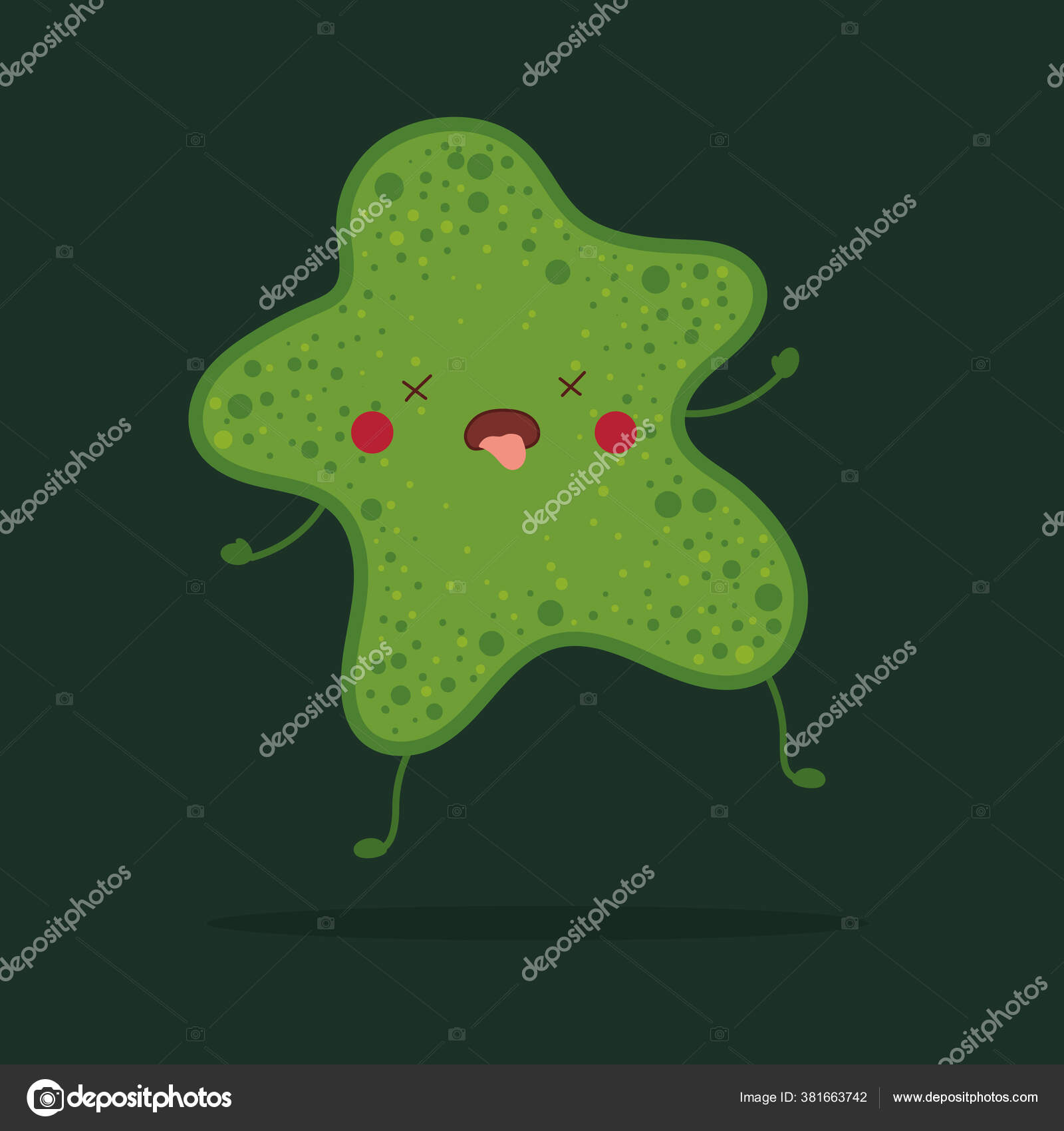 Dead virus kawaii cartoon vector design Stock Illustration by ...