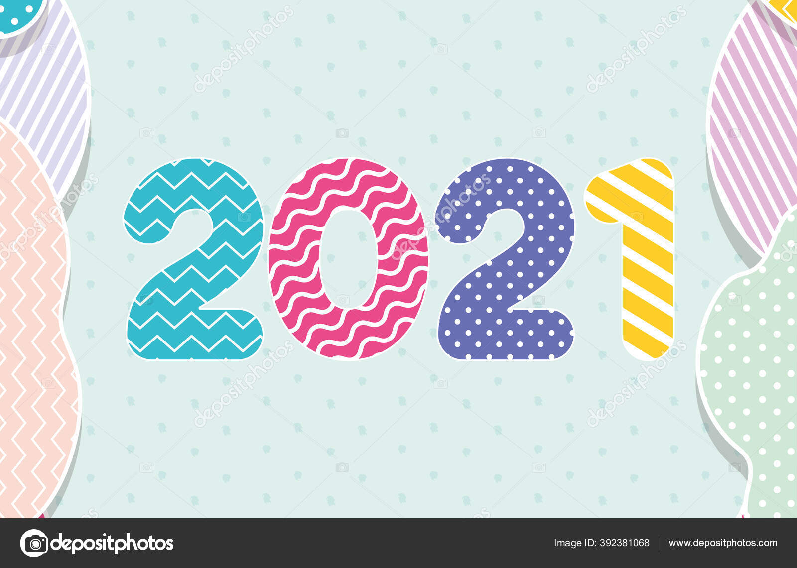 2021 multicolored number with lines and points of happy new year design ...