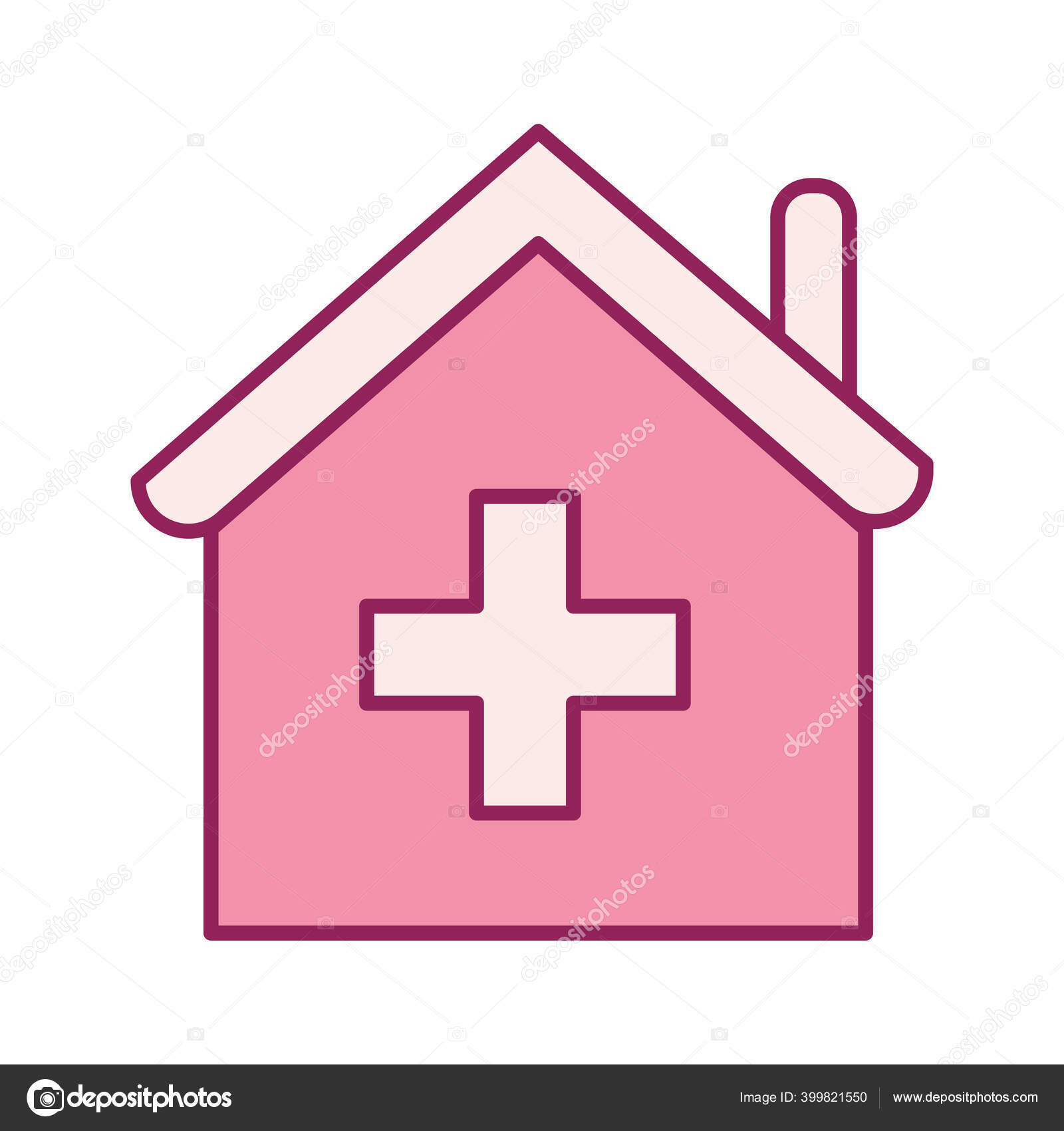 House with cross line and fill style icon vector design Stock Vector ...