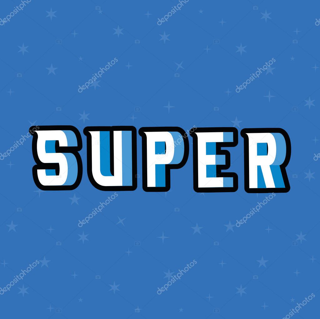 3d super letras en el diseño de vectores de fondo azul 2023