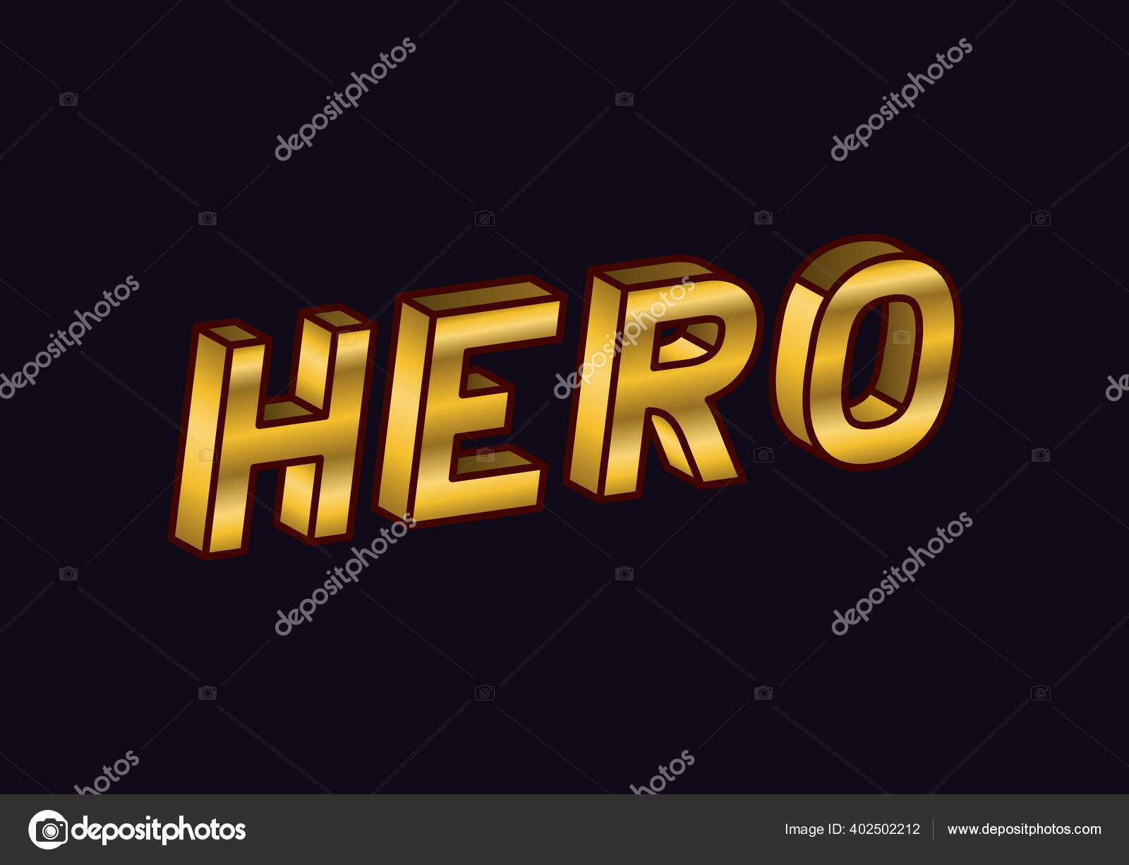 3d hero lettering on black background vector design Stock Vector by ...