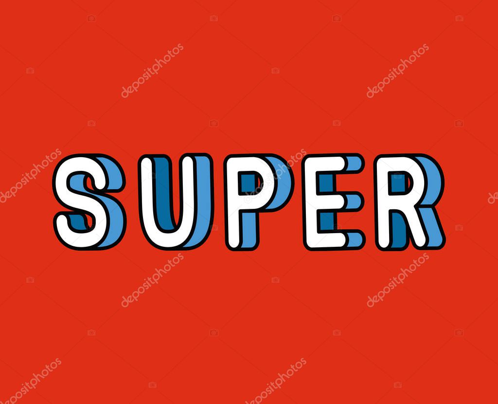 3d super letras en el diseño de vectores de fondo rojo 2022