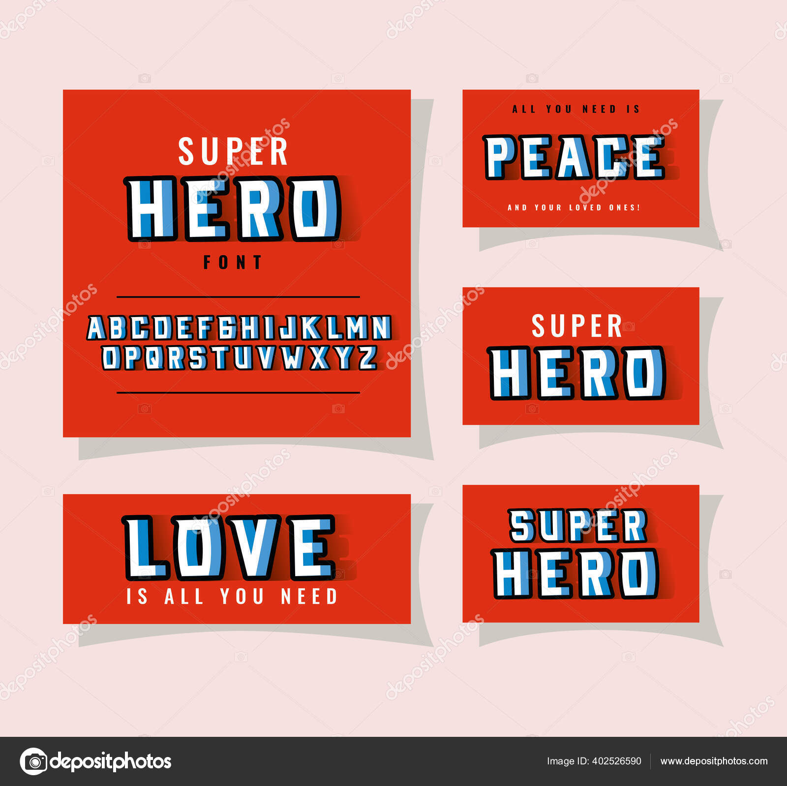 3d super hero font lettering and alphabet on red backgrounds vector design Stock Vector by ...