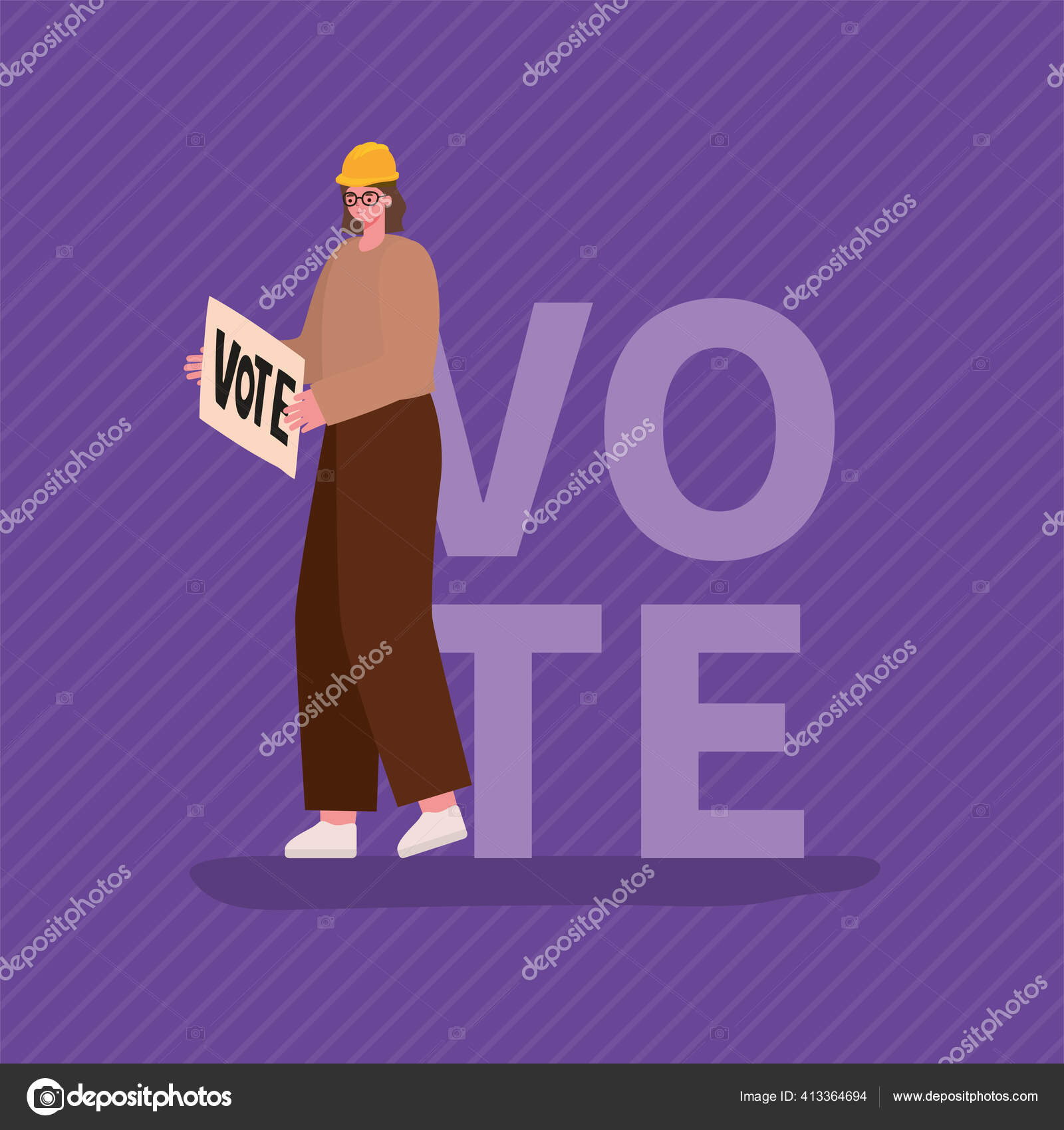 Woman cartoon with vote banner and helmet vector design Stock Vector ...